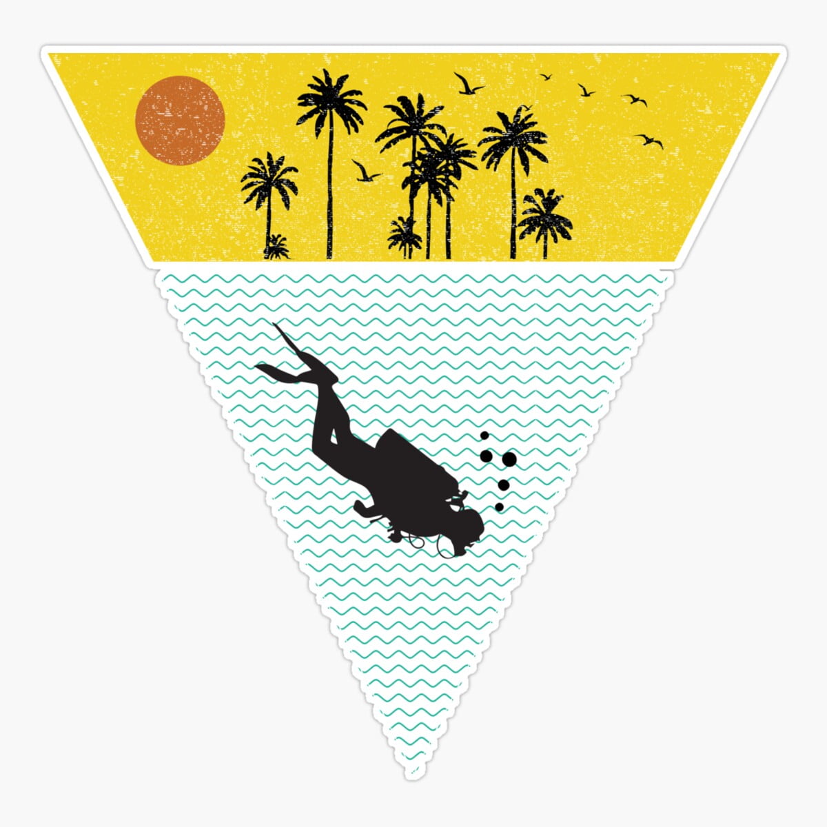 Maneki Vintage Retro Scuba Diver Scuba Diving 80S Triangle Beach ...