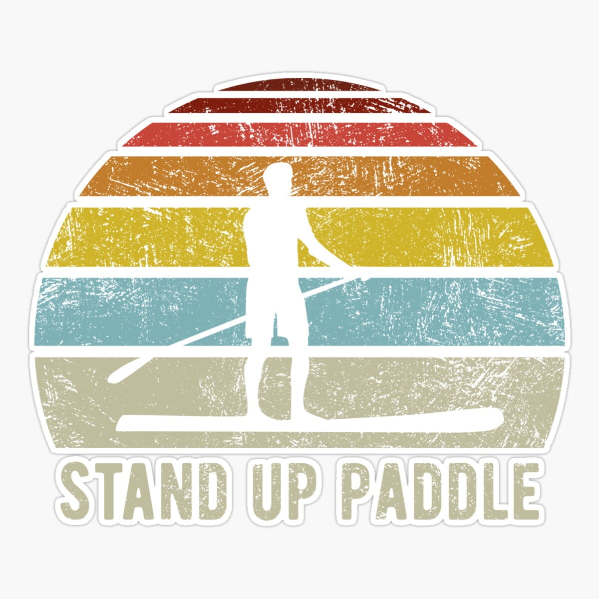Maneki Vintage Retro Stand Up Paddle Sup Sticker, Phone Decal Water ...