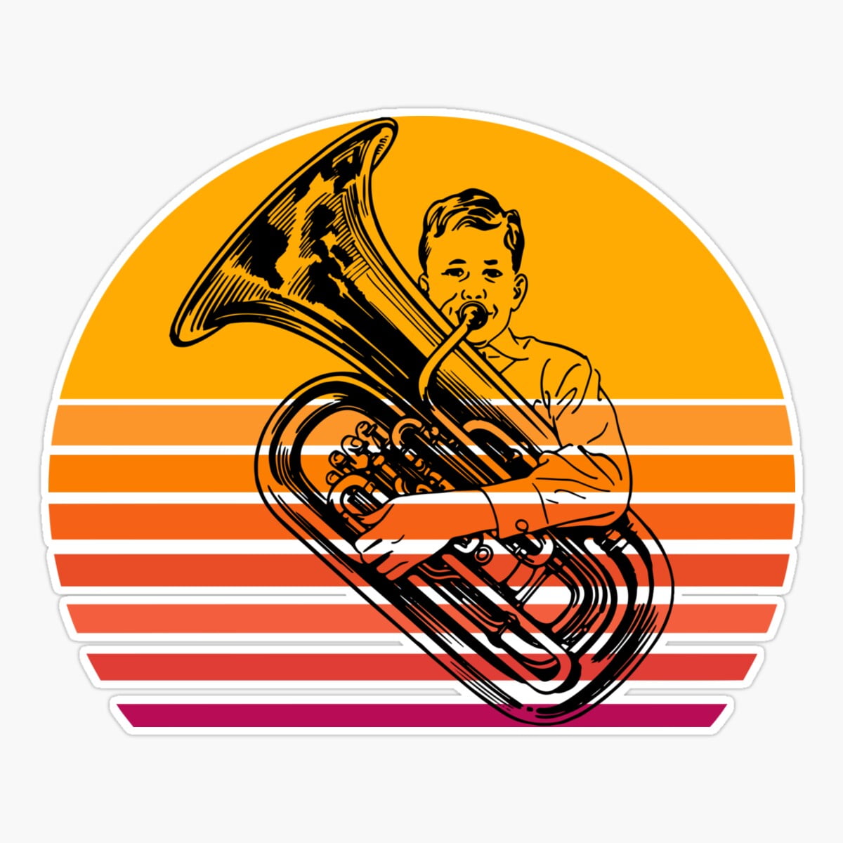 Maneki Vintage Retro Tuba Player Marching Band T-Shirt Tee Gift Er ...