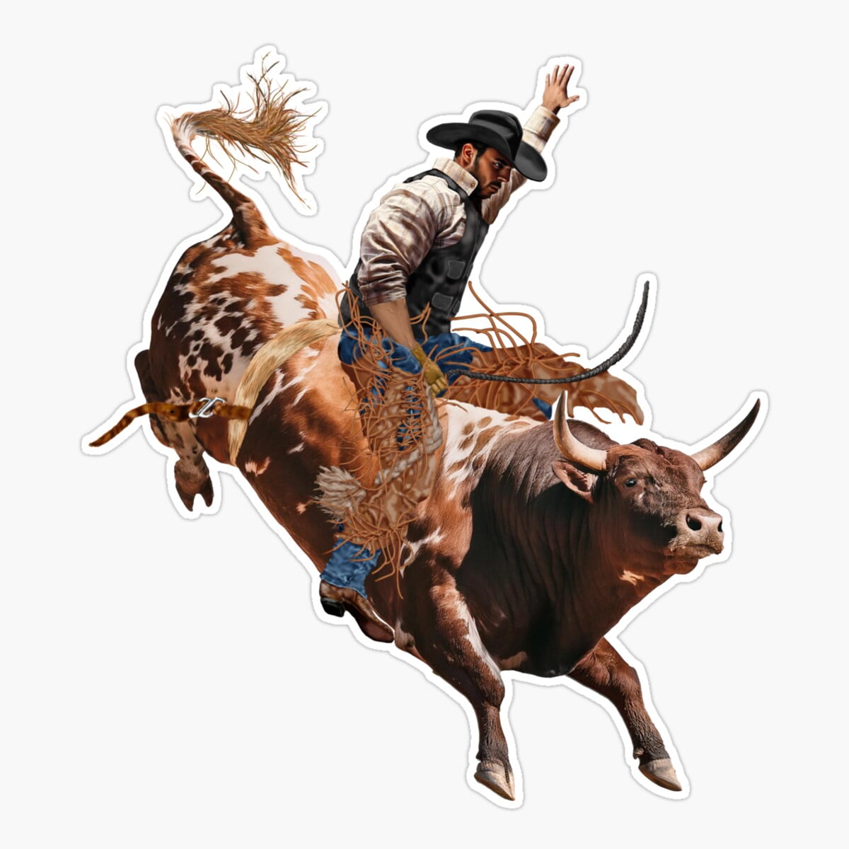 Maneki Vintage Rodeo Cowboy Bull Rider Western Retro Design Sticker ...