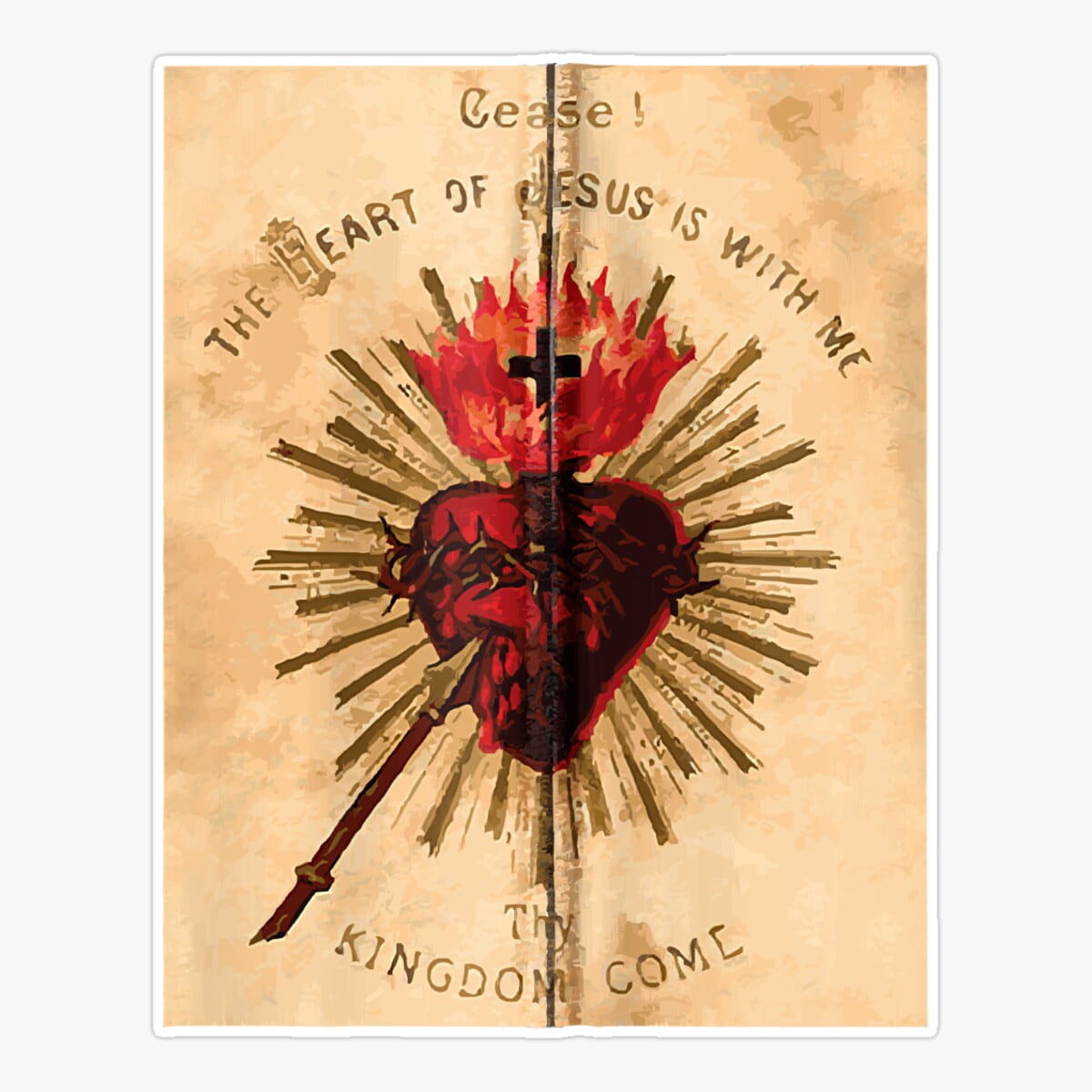 Maneki Vintage Sacred Heart Of Jesus Catholic Art Traditional Zip ...