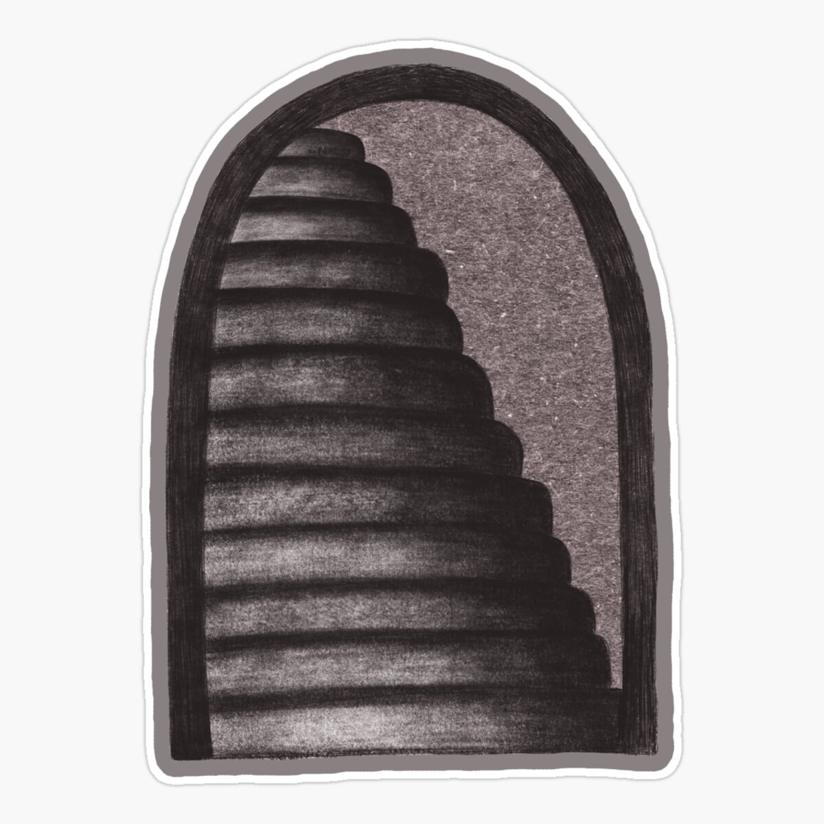 Maneki Vintage Stone Staircase Castle Arch Pencil Sketch Brown Sticker ...