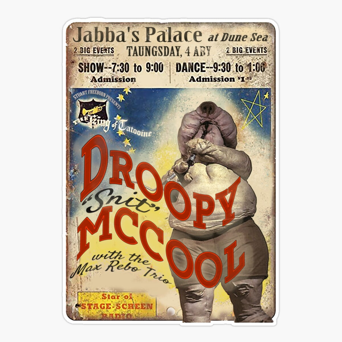 Maneki Vintage Style Fan Art Droopy Mccool Concert Poster Sticker ...
