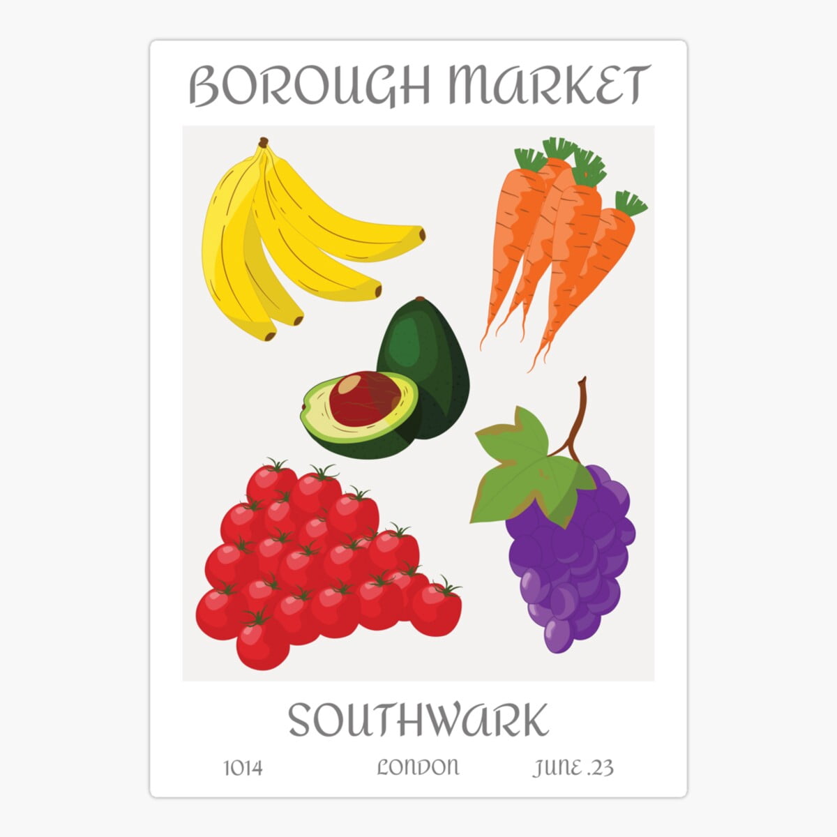 Maneki Vintage Style Retro Art Fruit Vegetables Borough Market London ...