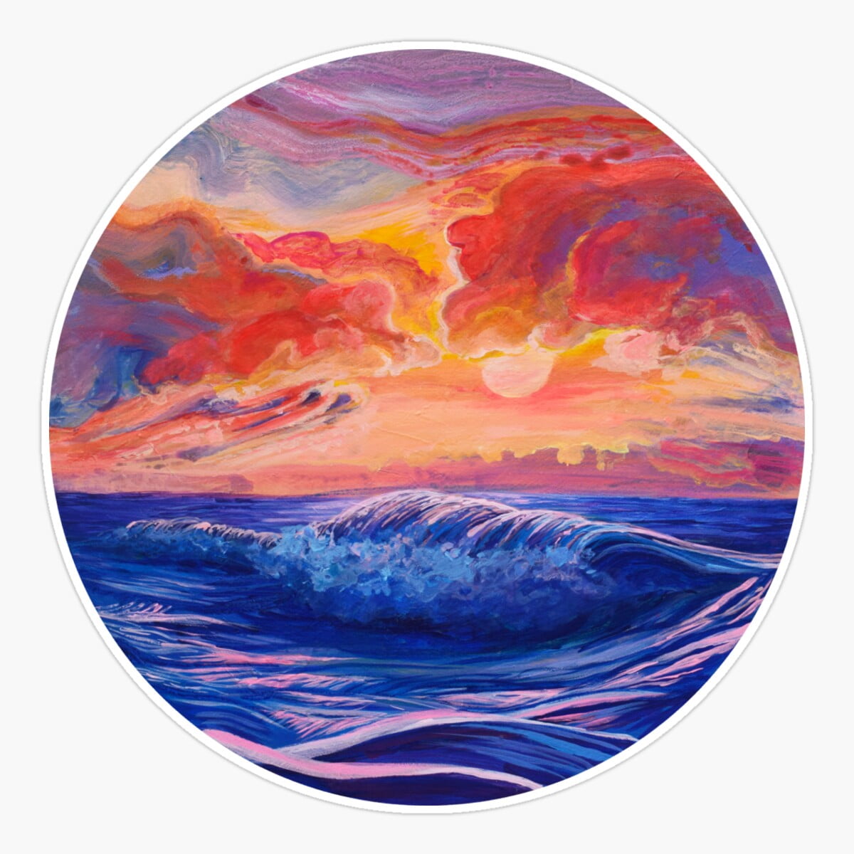 Maneki Vintage Sunset Sticker, Phone Decal Water Bottle Stickers Car ...