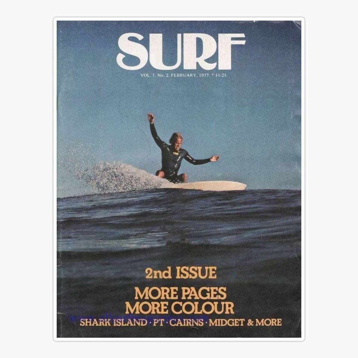 Maneki Vintage Surf Magazine 70'S Aesthetic Sticker, Phone Decal Water ...