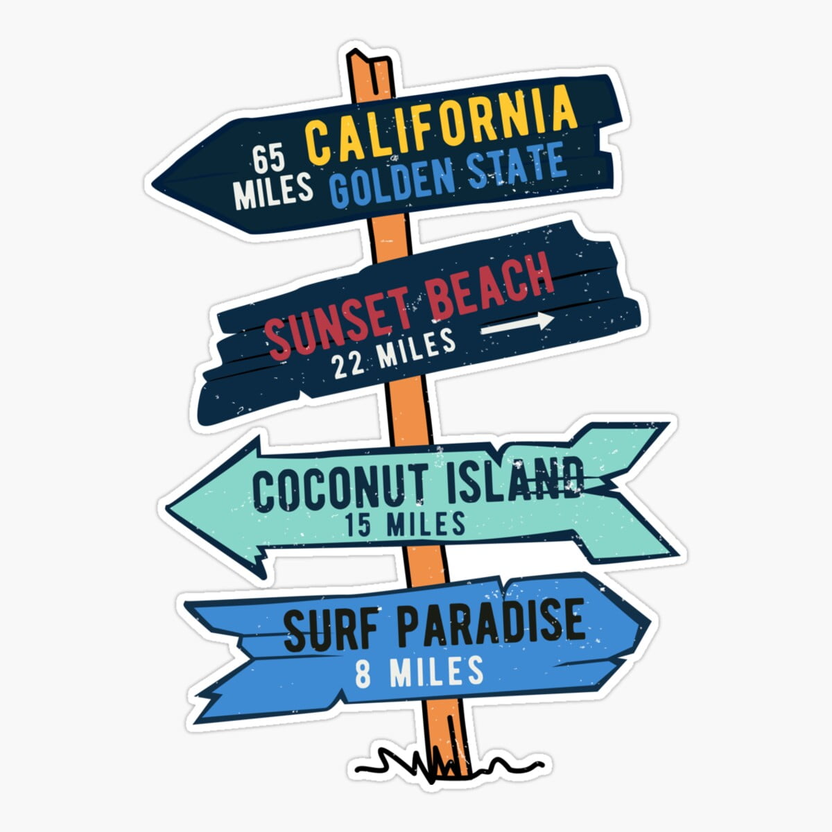 Maneki Vintage Surf Sticker California Beach Wood Sign Sticker, Phone ...