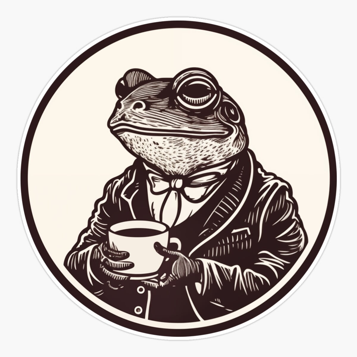 Maneki Vintage Tea Time Frog Sticker, Phone Decal Water Bottle Stickers ...