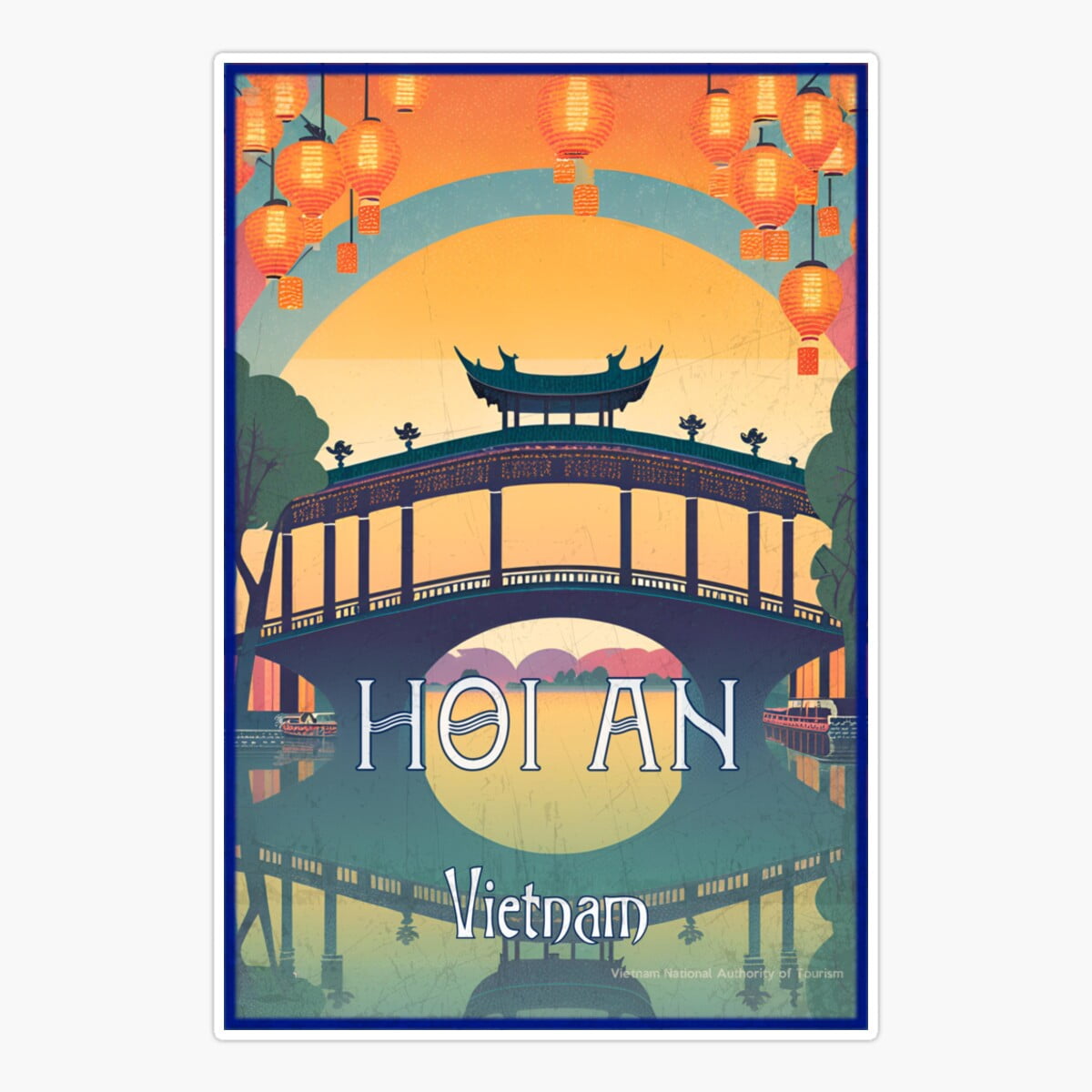 Maneki Vintage Travel Art – Hoi An Vietnam - Japanese Bridge & Lanterns ...