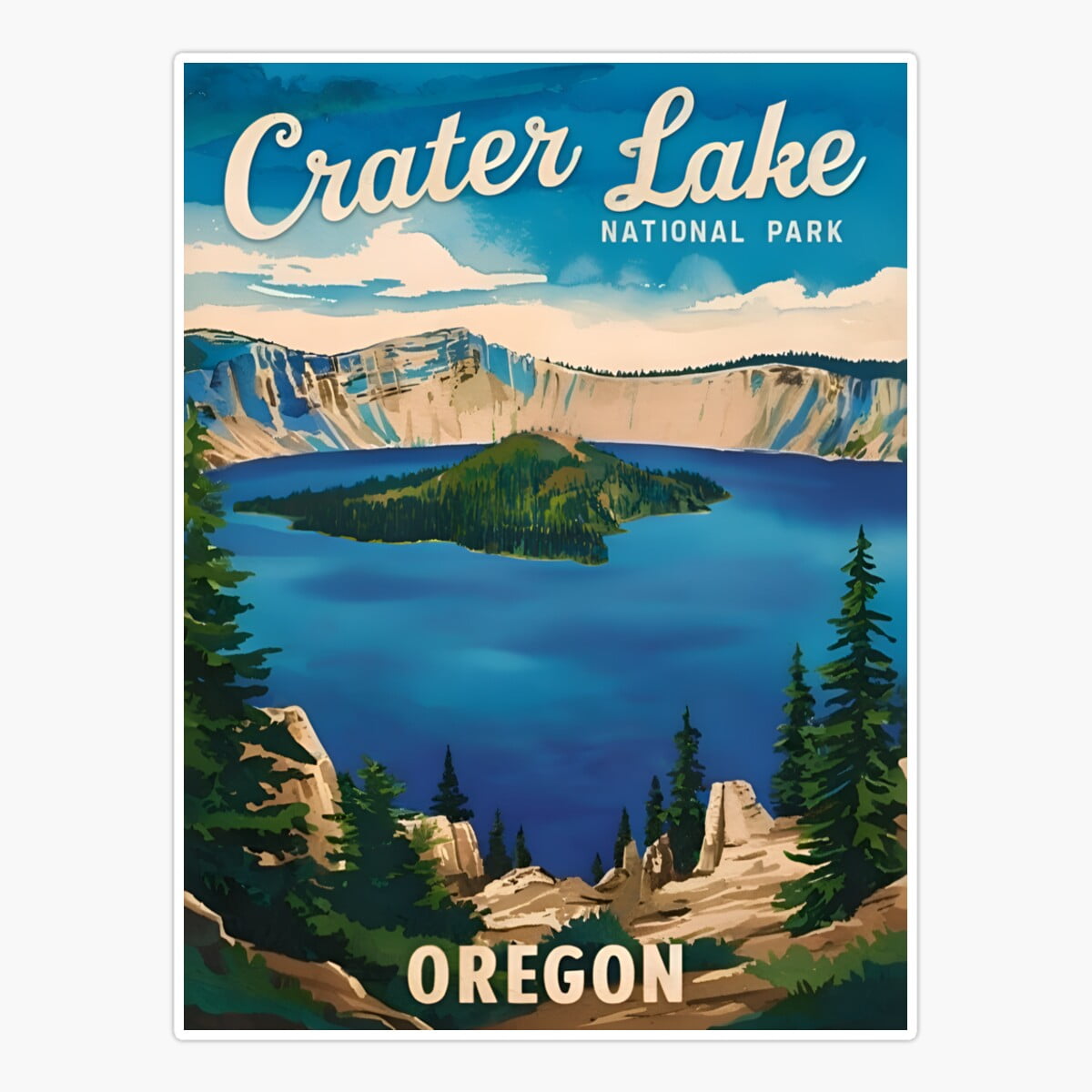 Maneki Vintage Travel Crater Lake National Park Oregon Landscape ...