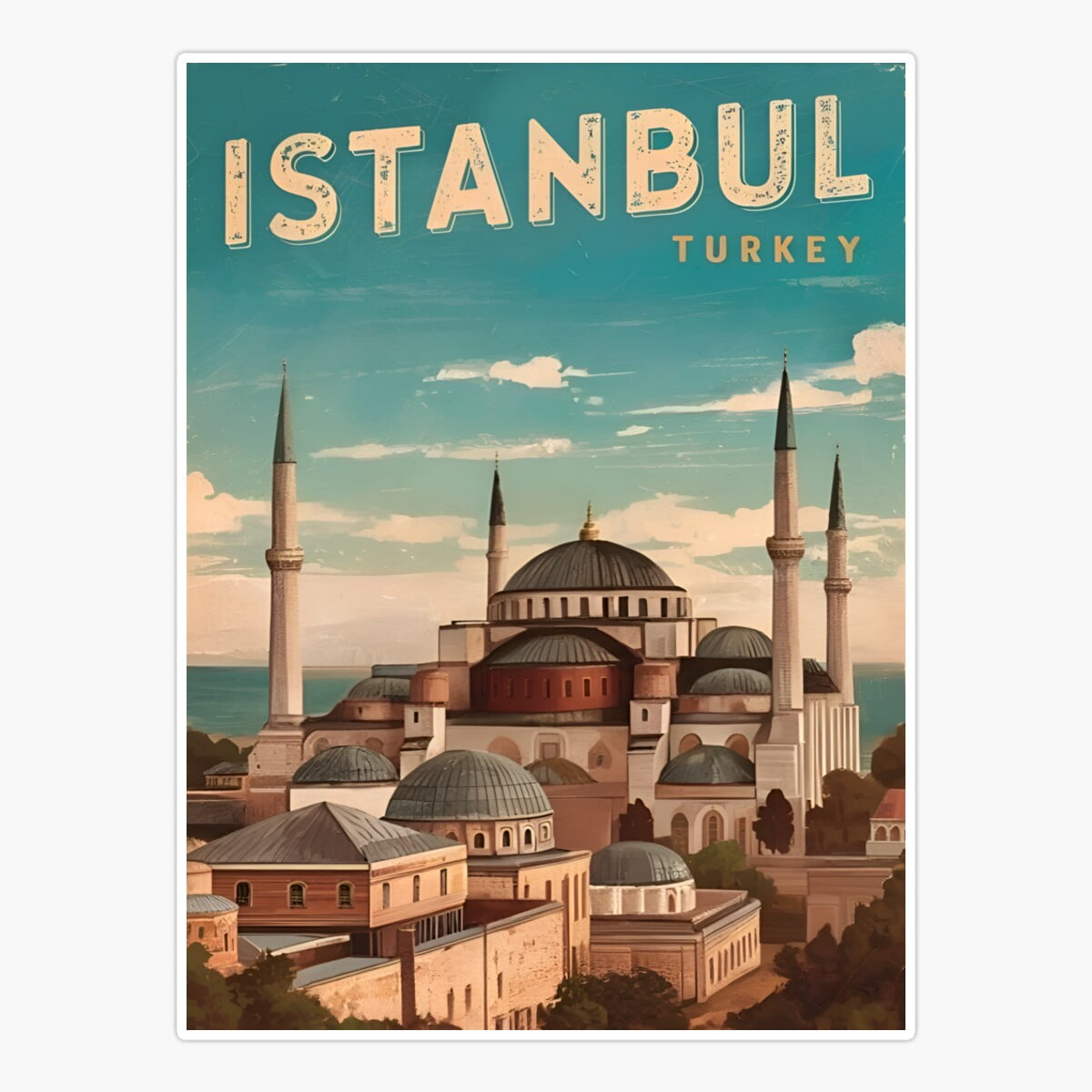 Maneki Vintage Travel Istanbul Hagia Sophia Turkey Retro Scenic Sticker ...