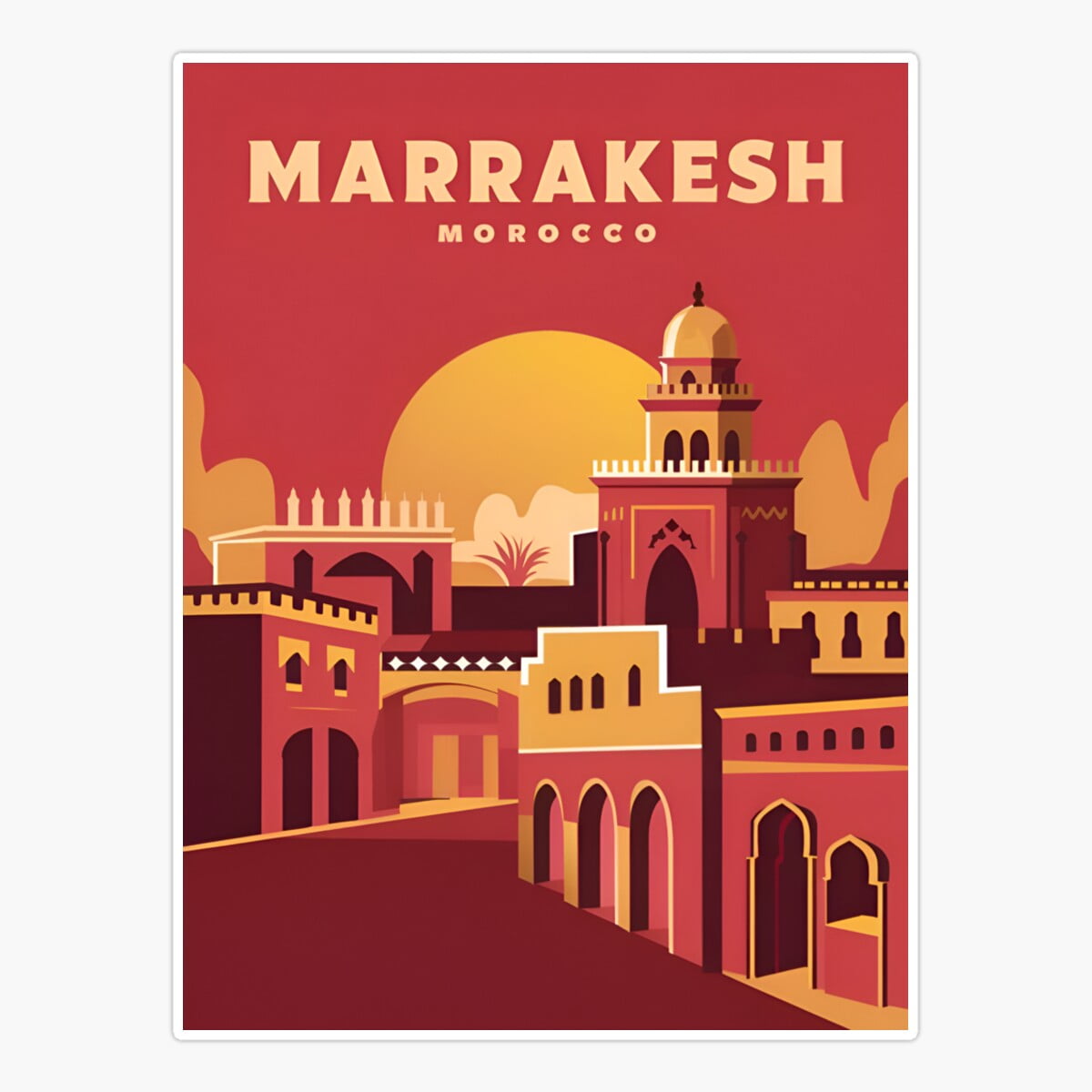 Maneki Vintage Travel Marrakesh Morocco Retro Scenic Sticker, Phone ...