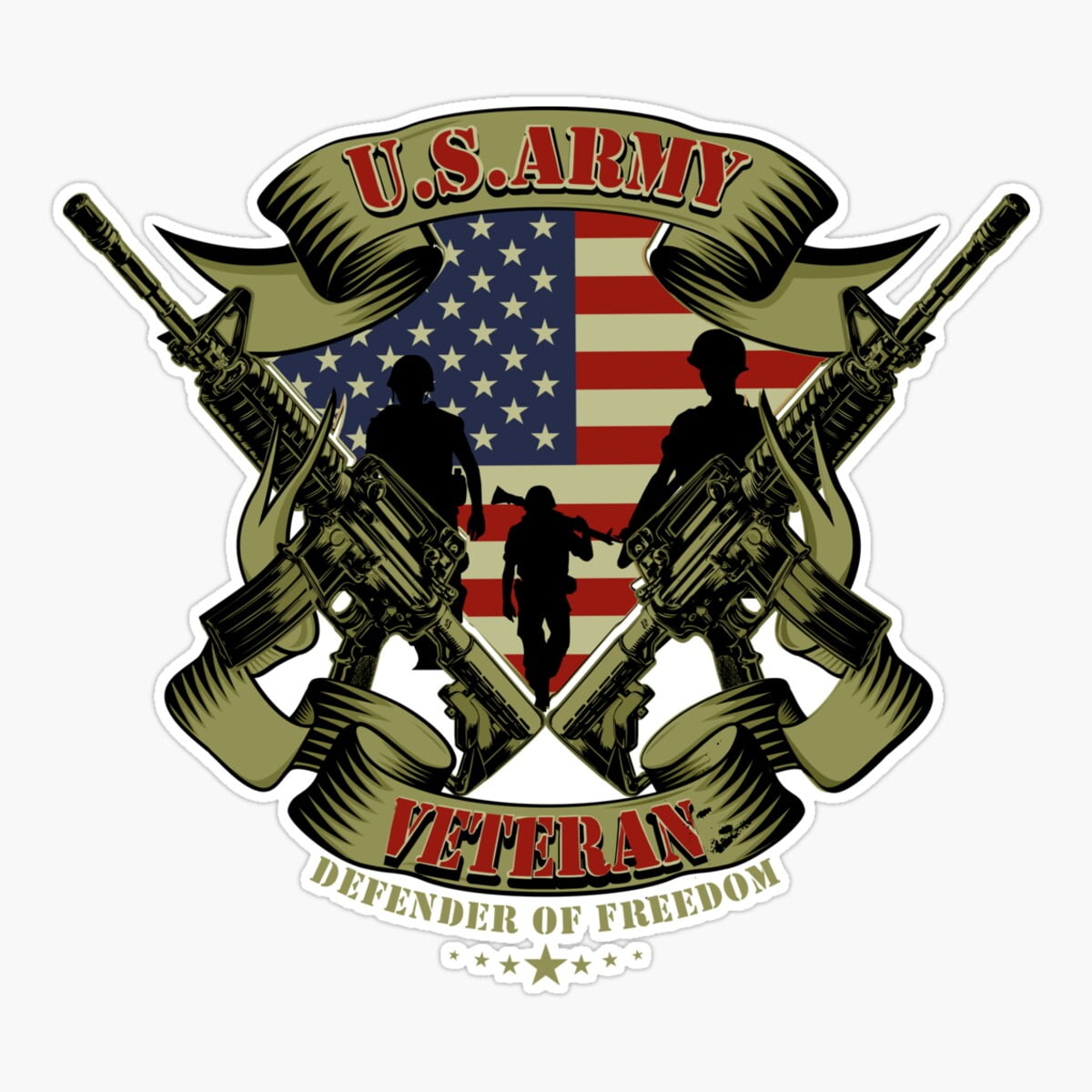 Maneki Vintage Us Army Veterans Day Defender Of Freedom Illustration Er ...