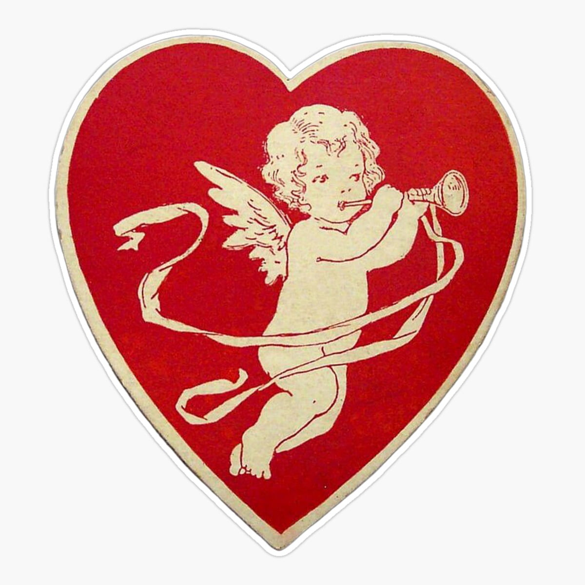 Maneki Vintage Valentine'S Day Cherub In Heart Sticker, Phone Decal ...