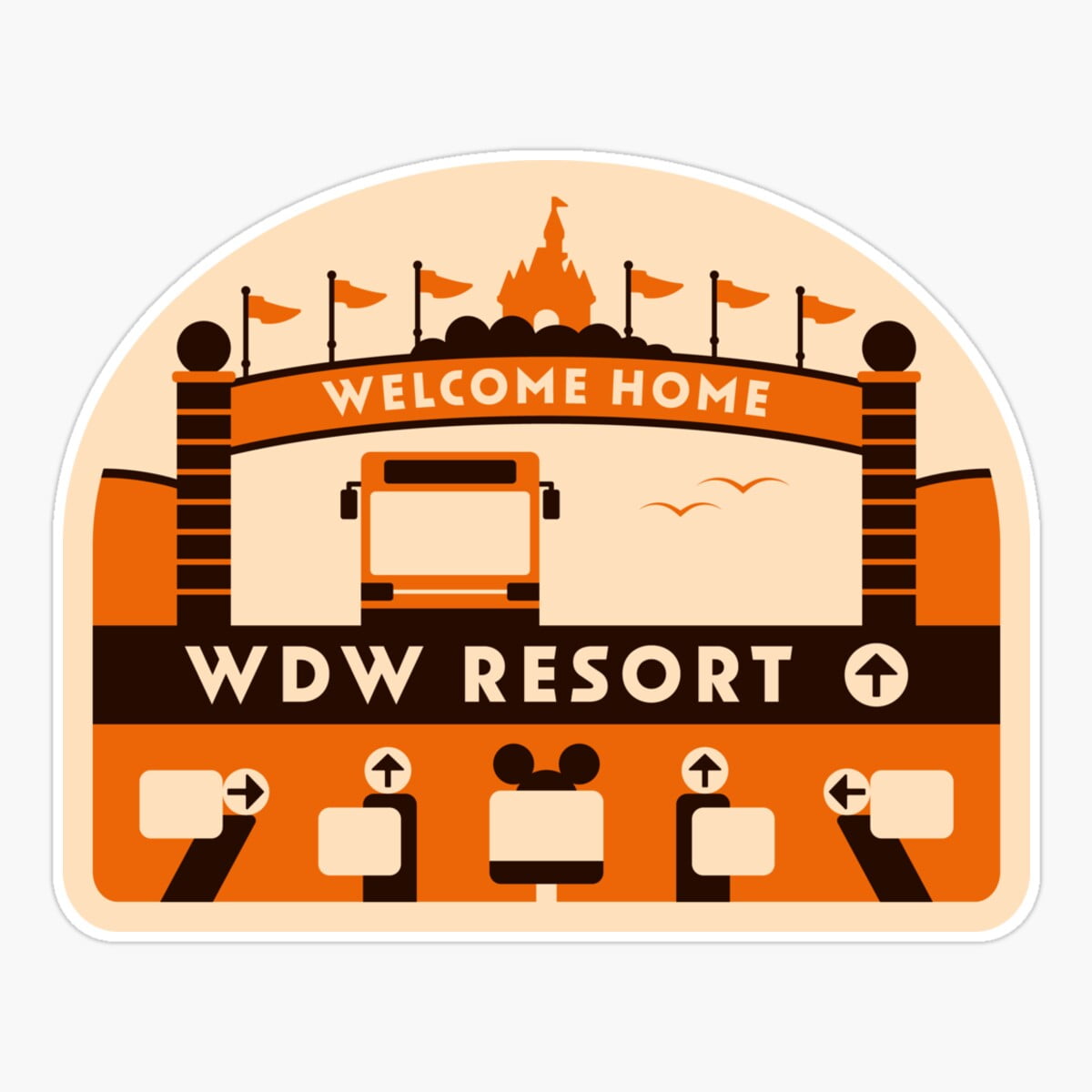Maneki Vintage Wdw Resort Badge Sticker, Phone Decal Water Bottle ...