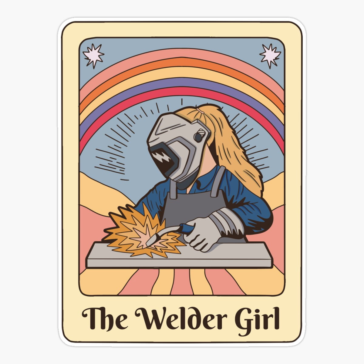Maneki Vintage Welder Girl Tarot Art Sticker, Phone Decal Water Bottle ...