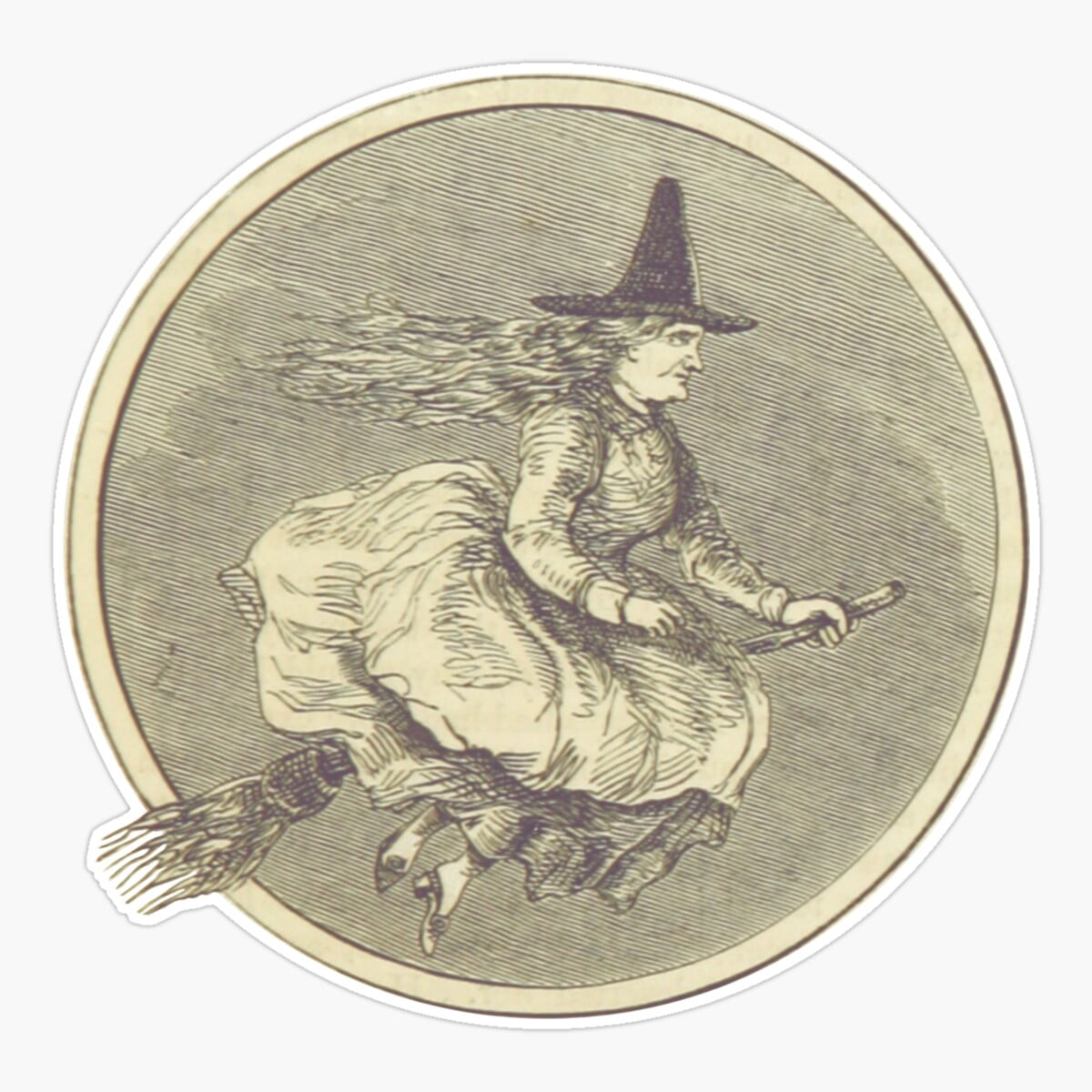 Maneki Vintage Witch Sticker, Phone Decal Water Bottle Stickers Car ...