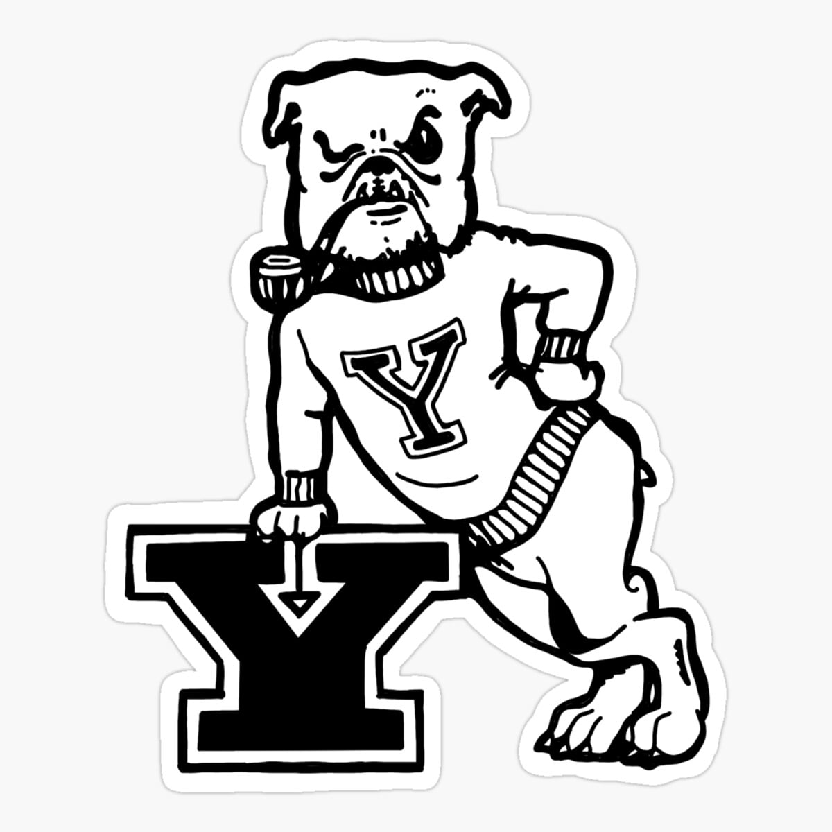 Maneki Vintage Yale Mascot Sticker, Phone Decal Water Bottle Stickers ...