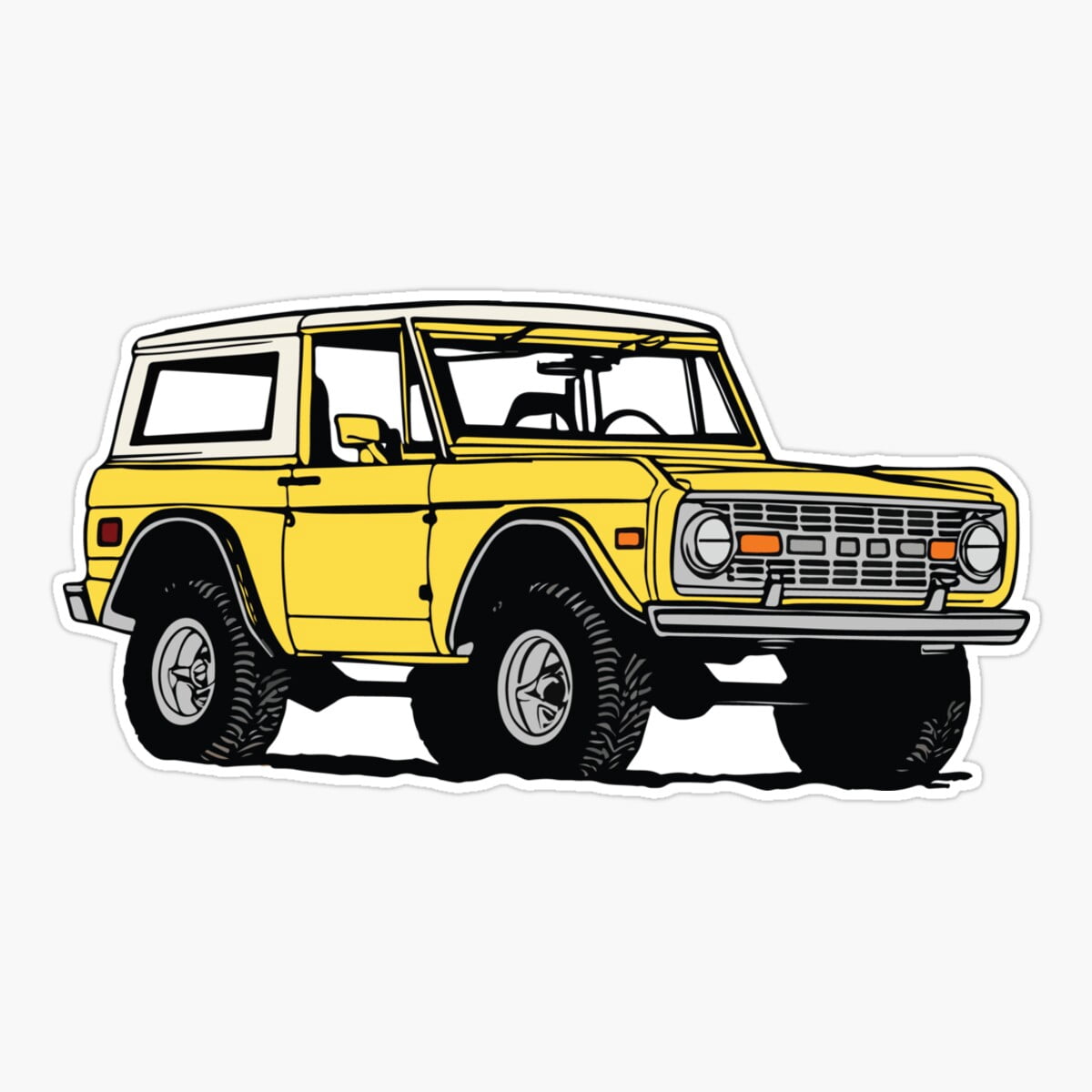 Maneki Vintage Yellow Ford Bronco Line Drawing Sticker, Phone Decal ...