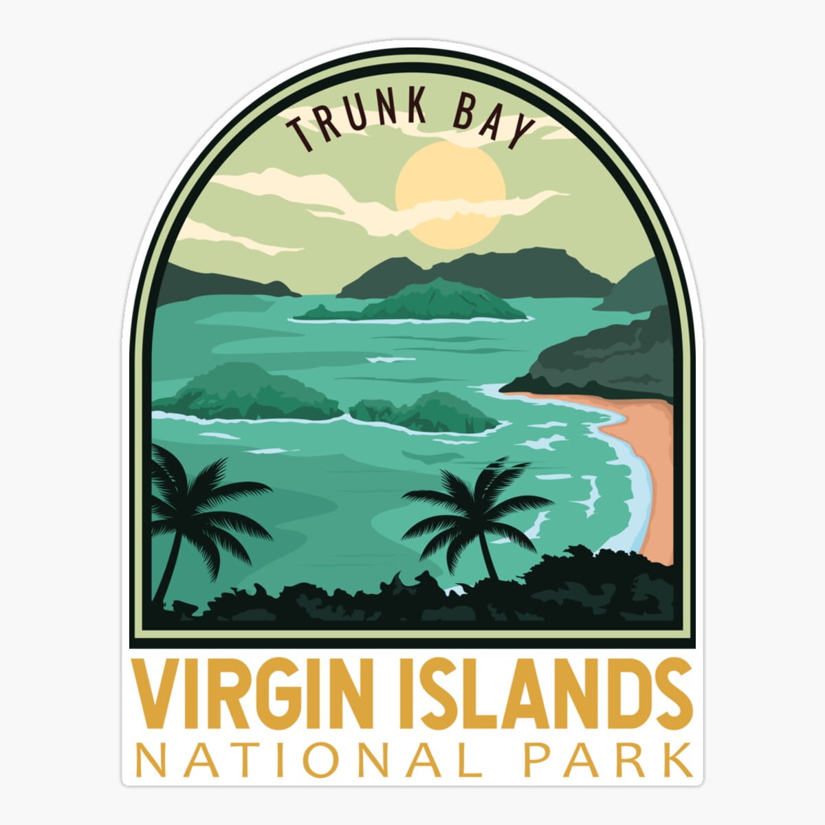 Maneki Virgin Islands National Park Trunk Bay Vintage Emblem Sticker ...