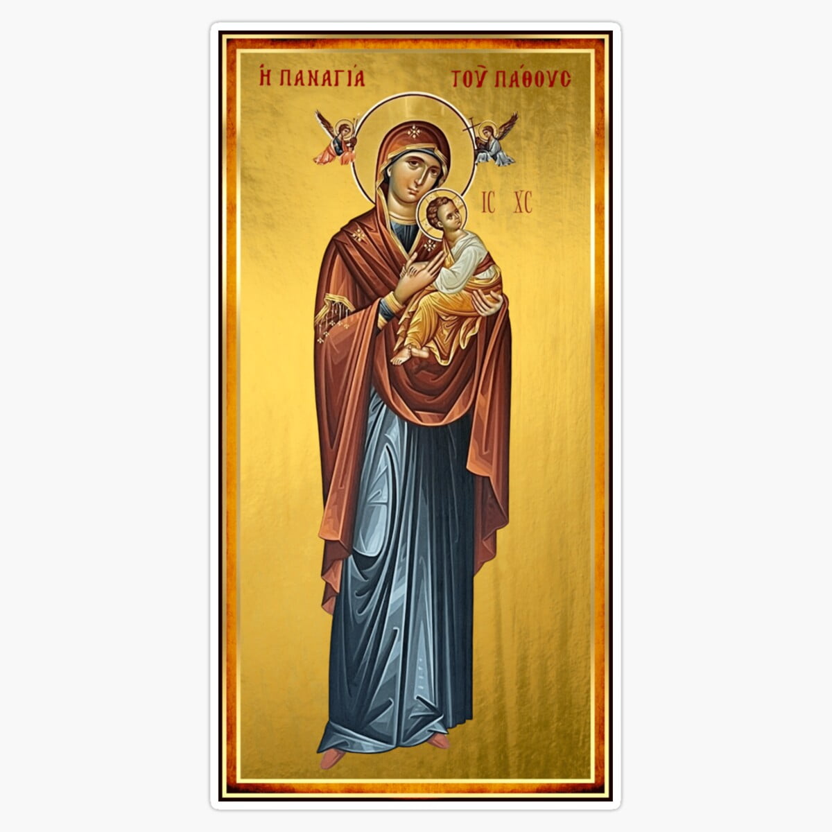 Maneki Virgin Mary Theotokos Icon Gold Er, Phone Decal Water Bottle ...