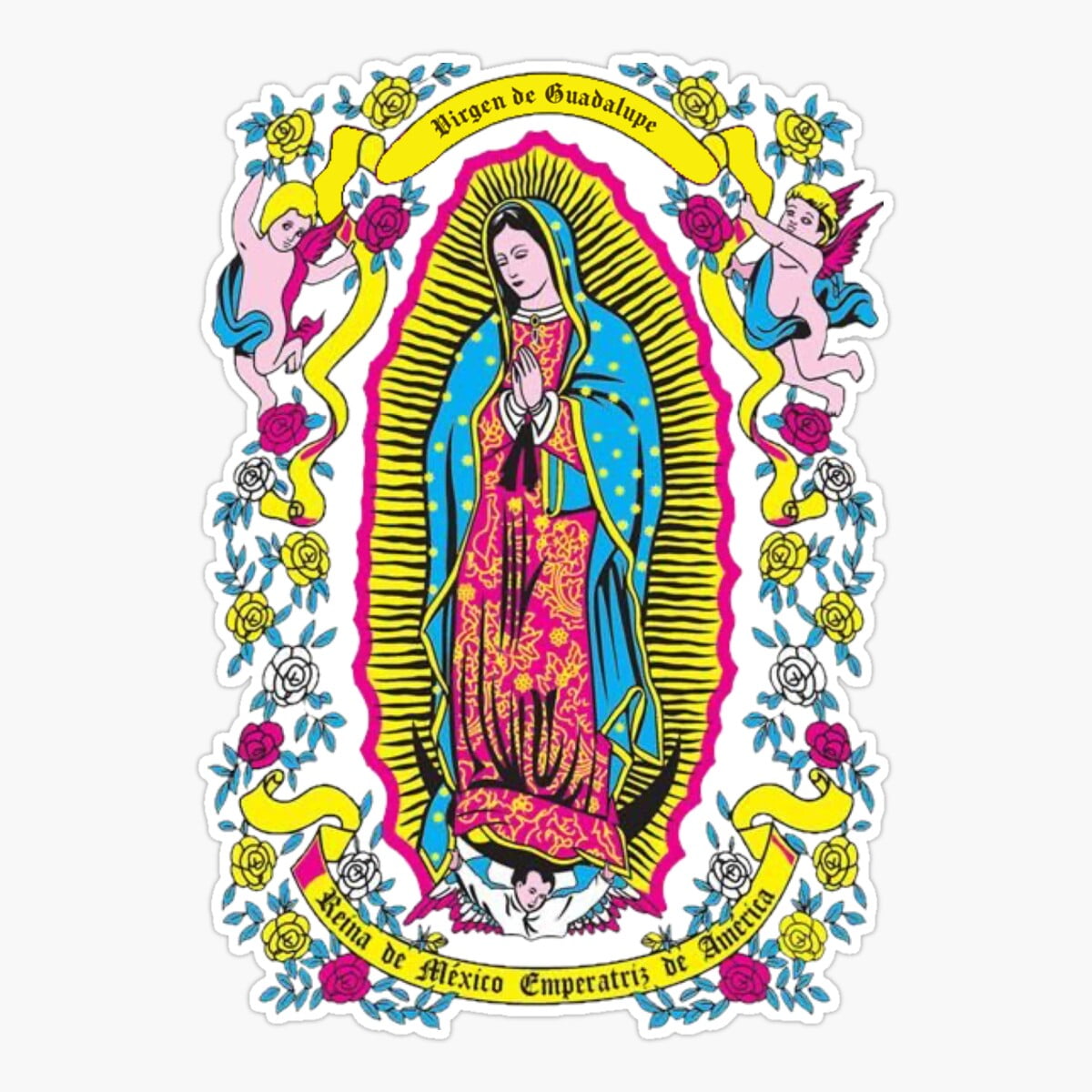 Maneki Virgin O Guadalupe Engraving Sticker, Phone Decal Water Bottle ...