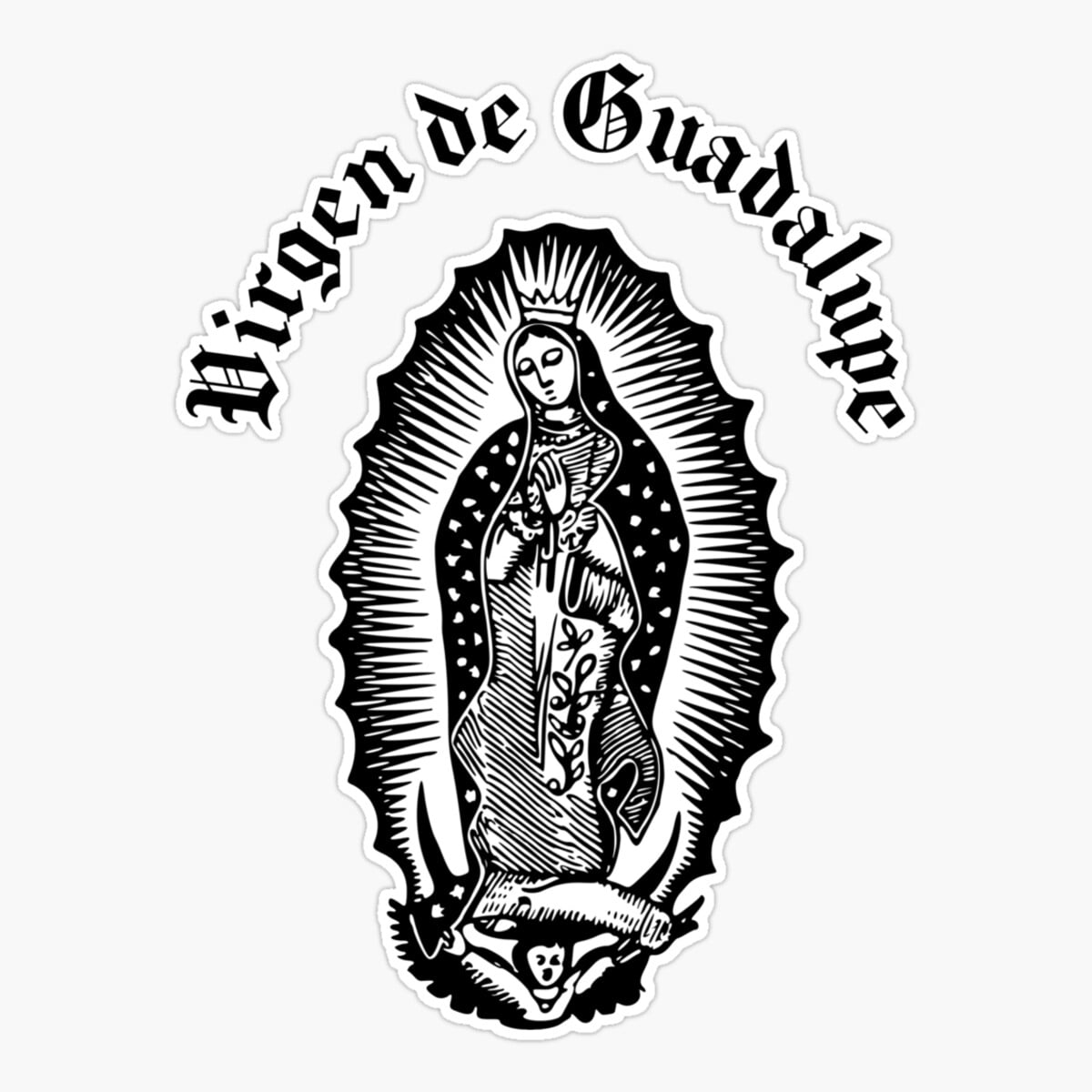 Maneki Virgin O Guadalupe, Patron Saint O Mexico Sticker, Phone Decal ...