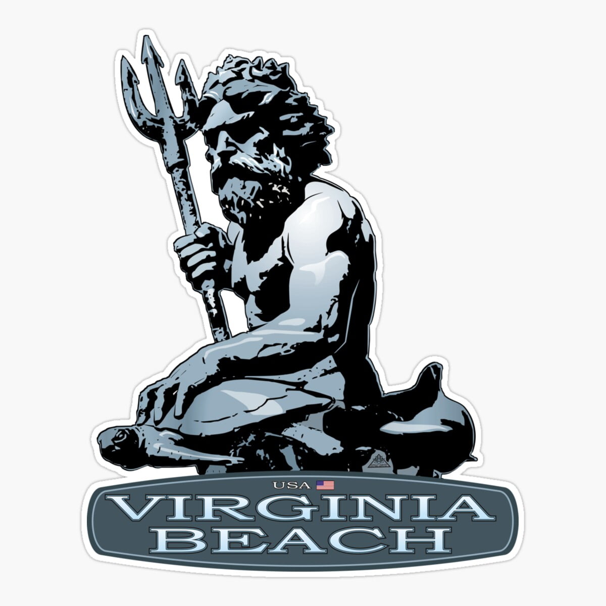 Maneki Virginia Beach King Neptune Sticker, Phone Decal Water Bottle ...