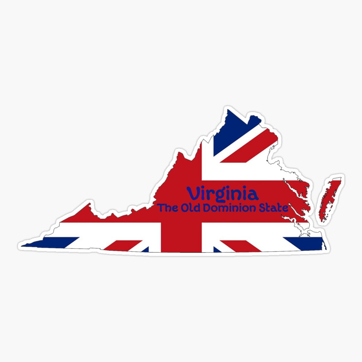 Maneki Virginia Map With State Nickname: The Old Dominion State Sticker ...
