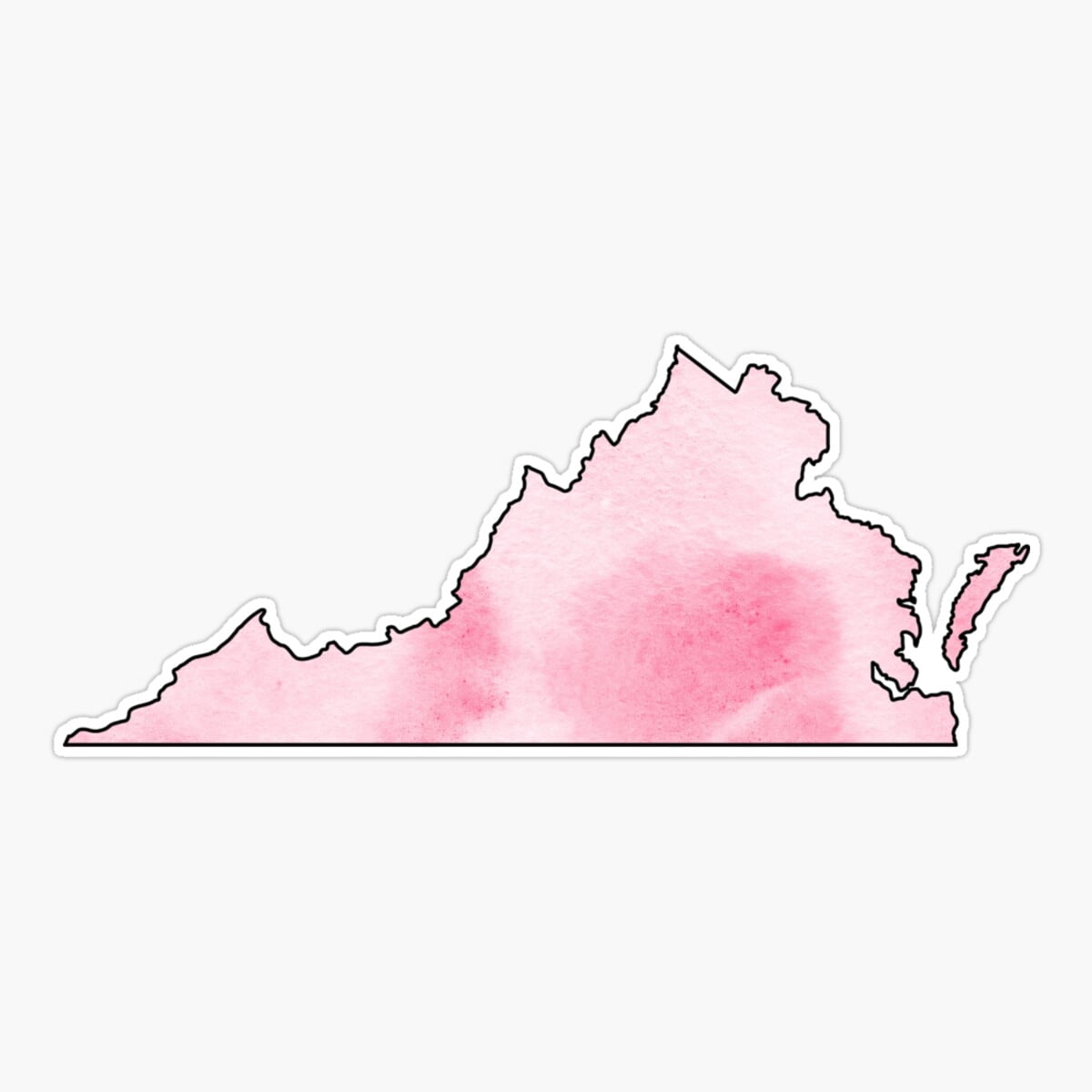 Maneki Virginia State Outline, Pink Watercolor Sticker, Phone Decal ...
