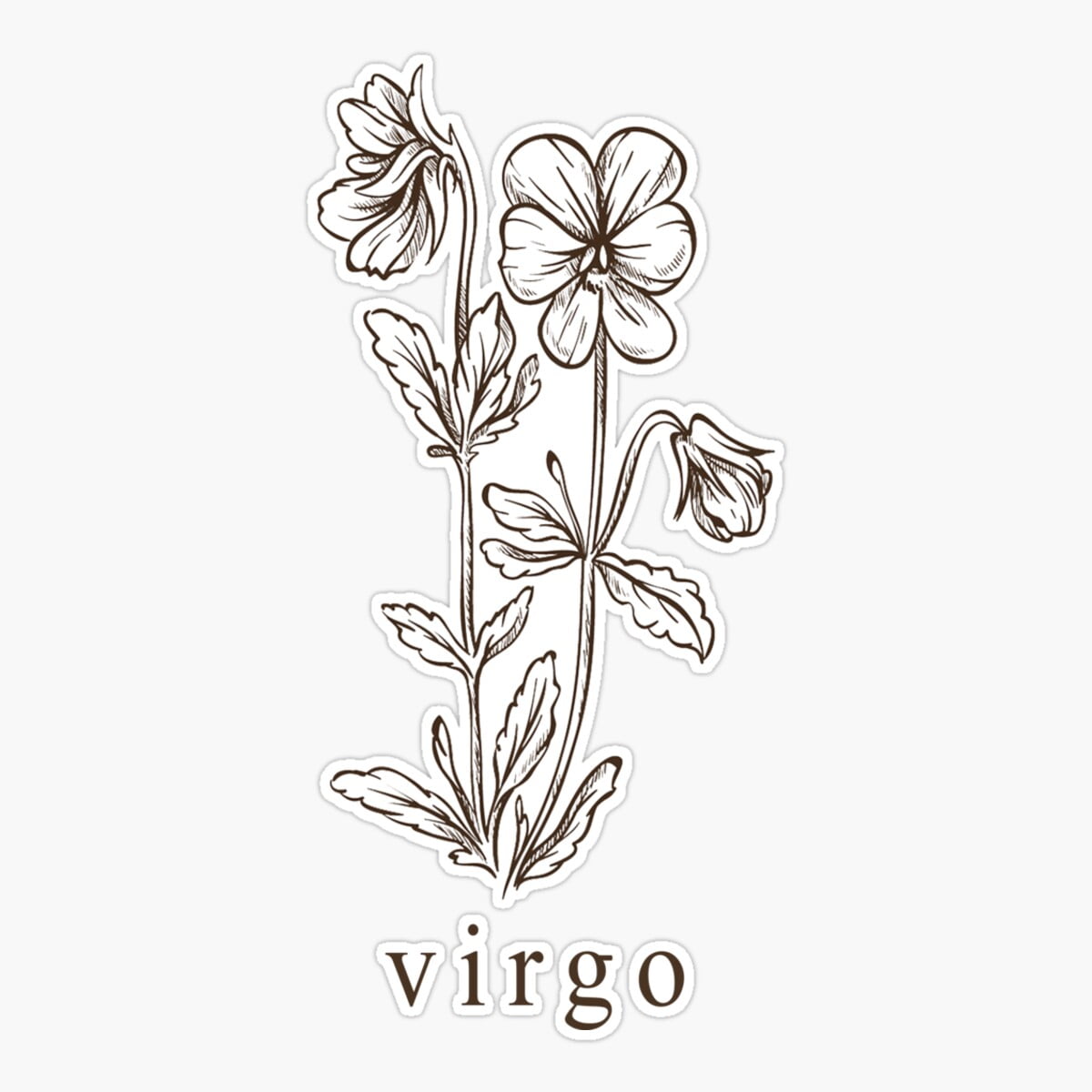 Maneki Virgo Botanical Zodiac Sticker, Phone Decal Water Bottle ...