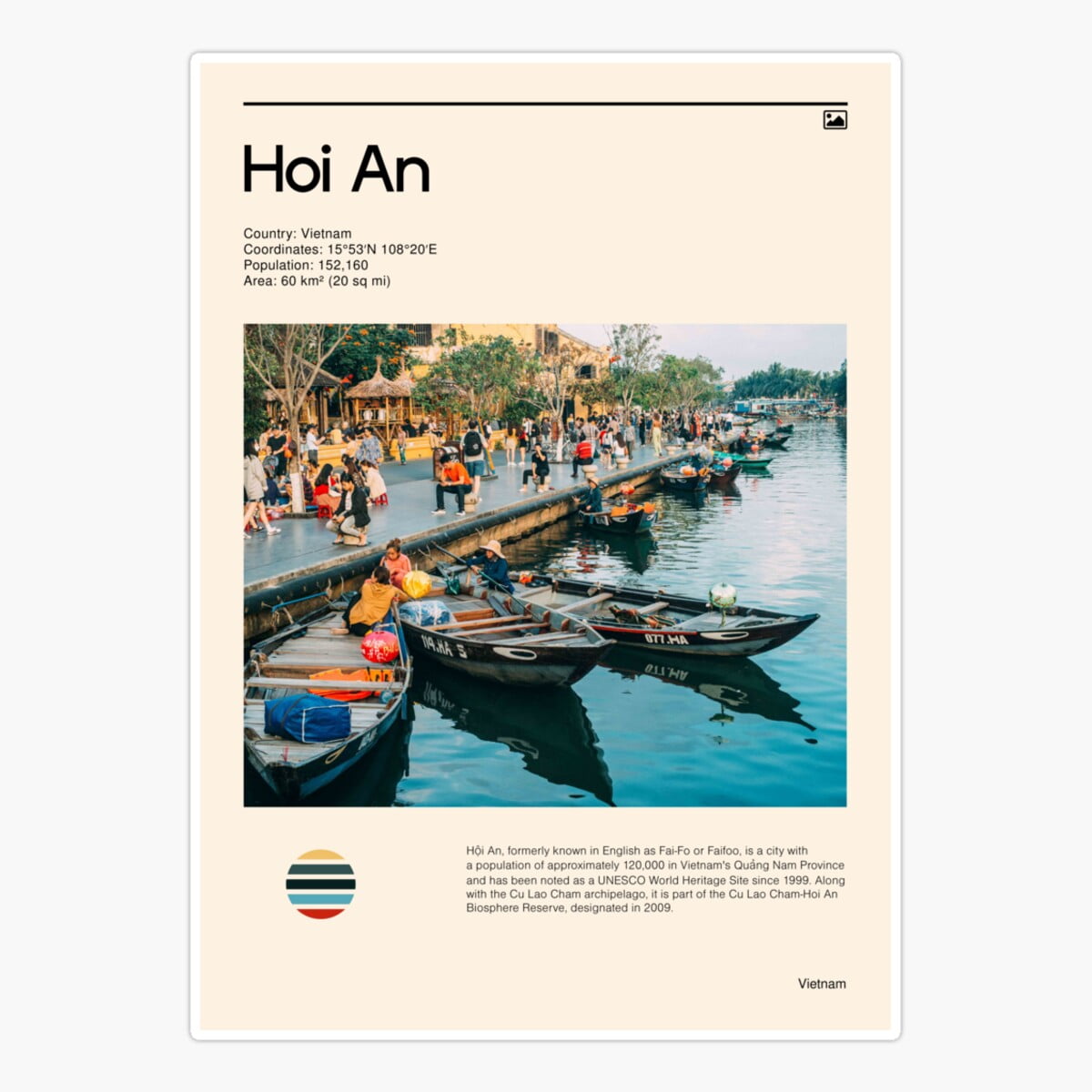 Maneki Visit Hoi An, Vietnam (Travel Poster) Sticker, Phone Decal Water ...