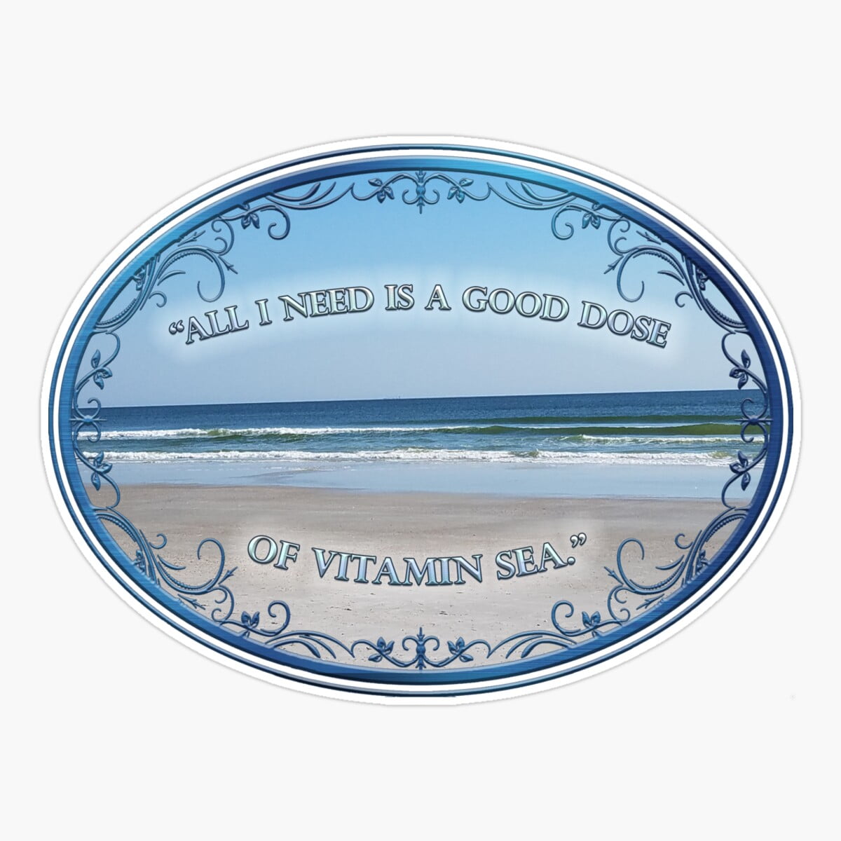 Maneki Vitamin Sea Beach Scene Sticker, Phone Decal Water Bottle ...