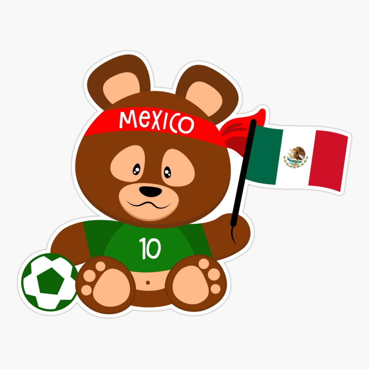 Maneki Viva La Mexico, Bear With Mexico Lag Sticker, Phone Decal Water ...