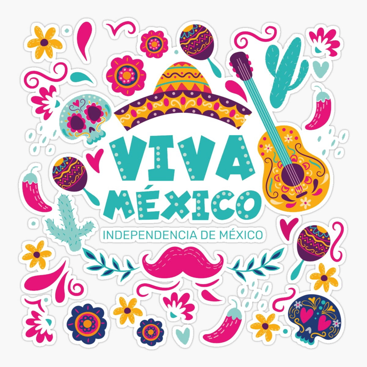 Maneki Viva Mexico - Independencia De Mexico Sticker, Phone Decal Water ...