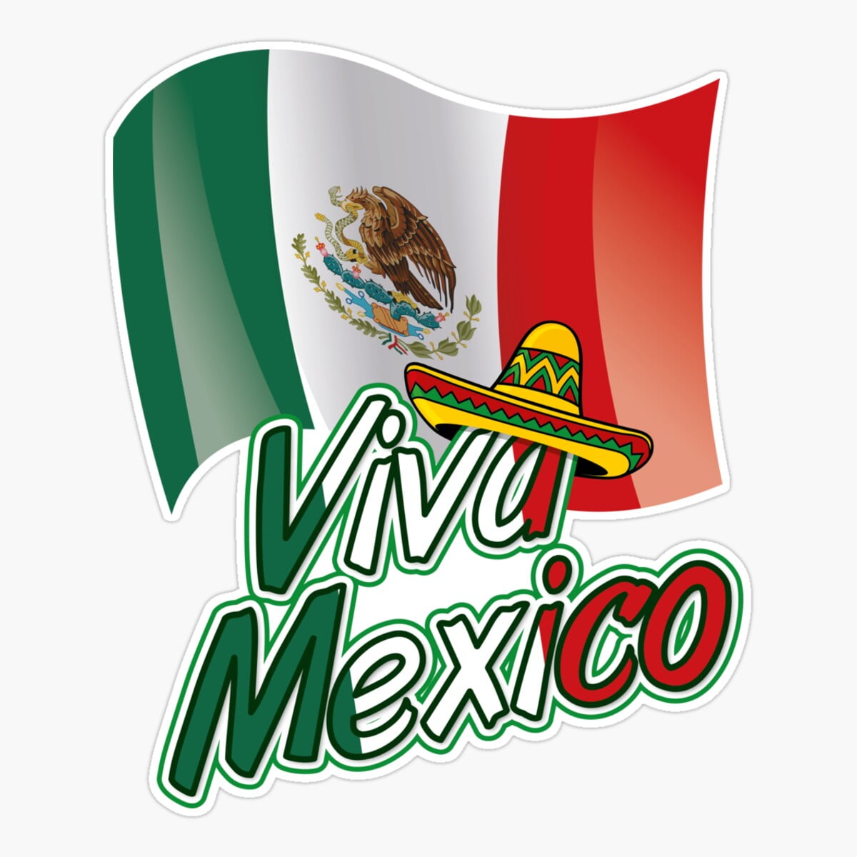 Maneki Viva Mexico Mexican Lag Shirt Sticker, Phone Decal Water Bottle ...