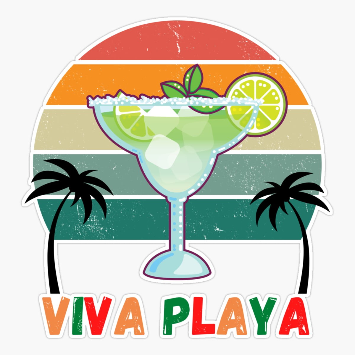 Maneki Viva Playa Del Carmen! Margaritas On The Beach At Sunset Sticker ...