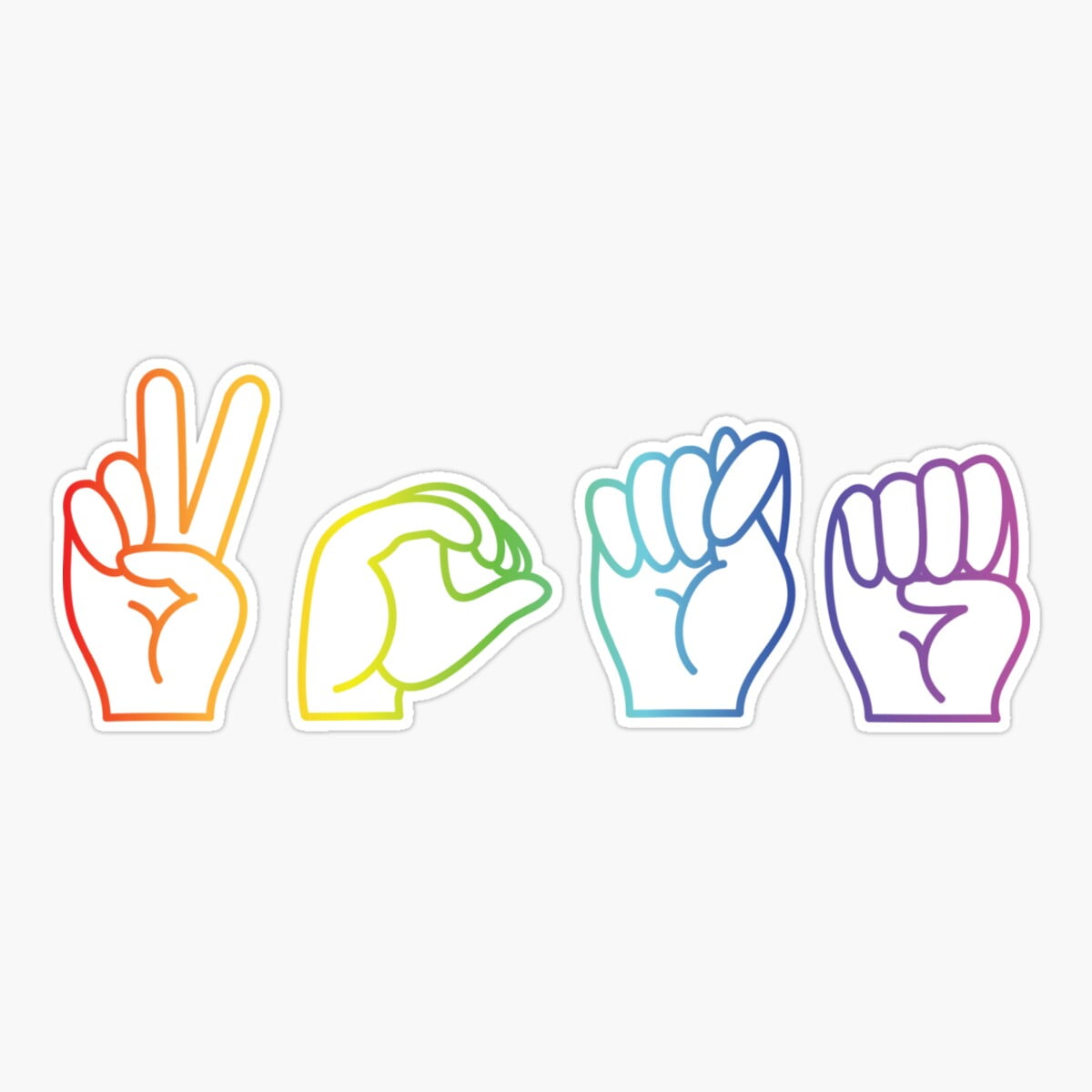 Maneki Vote In American Sign Language (Asl) ☆ Rainbow Outline Er, Phone ...