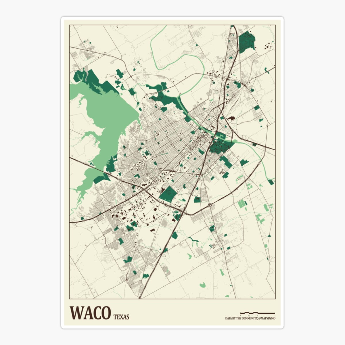 Maneki Waco Street Map Sticker, Phone Decal Water Bottle Stickers Car ...