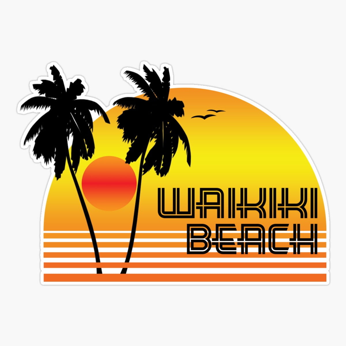 Maneki Waikiki Beach Hawaii Sunset Ocean Surfing Surf Vintage Old ...