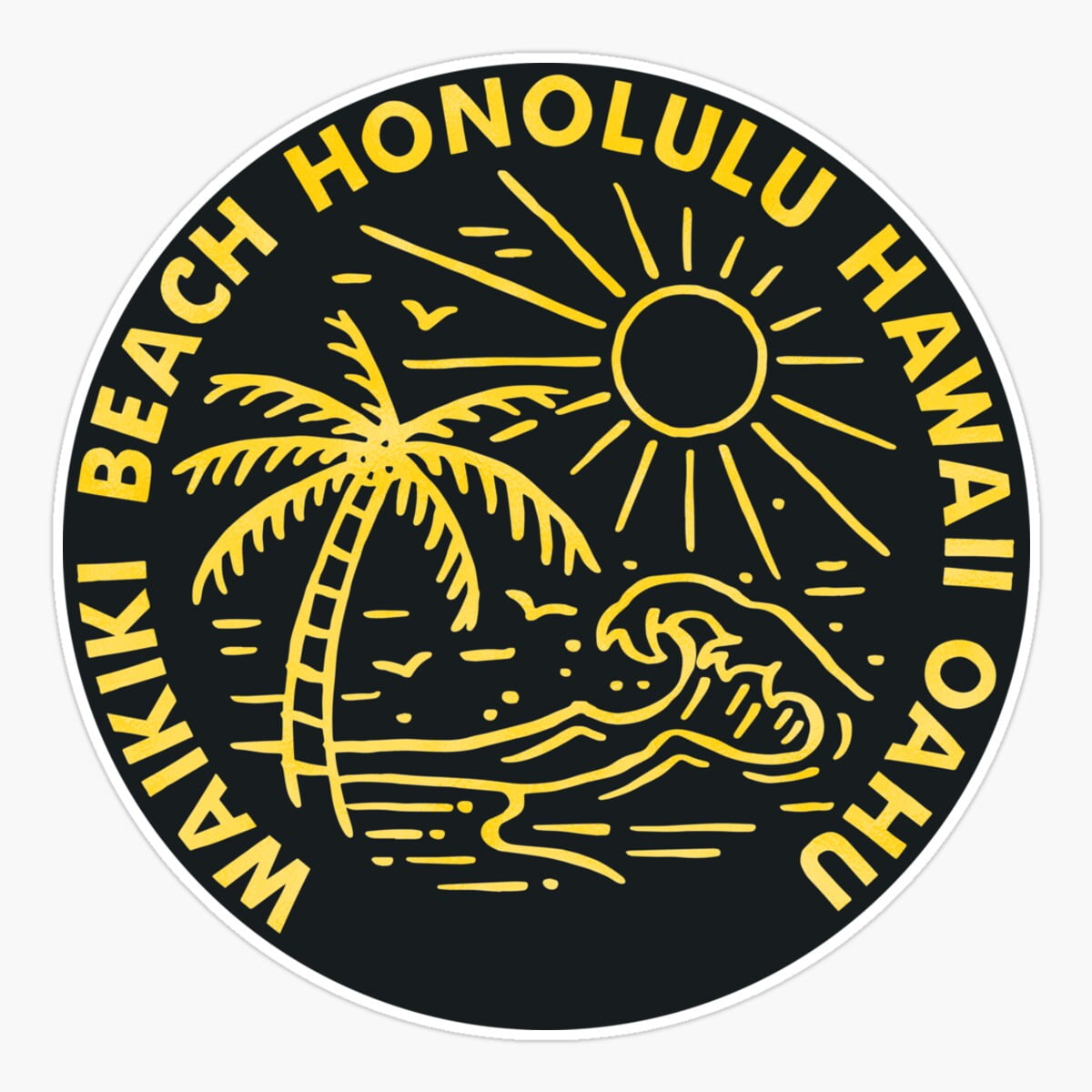 Maneki Waikiki Beach Oahu Hawaii Surfing Ocean Surfing Travel Sticker ...