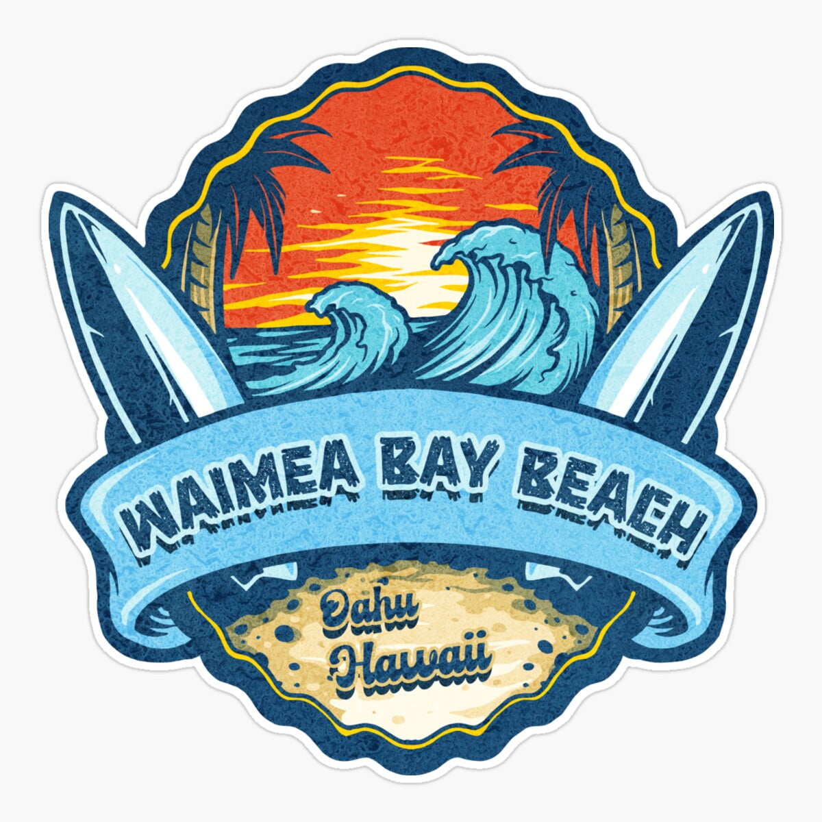 Maneki Waimea Bay Beach Sticker, Phone Decal Water Bottle Stickers Car ...