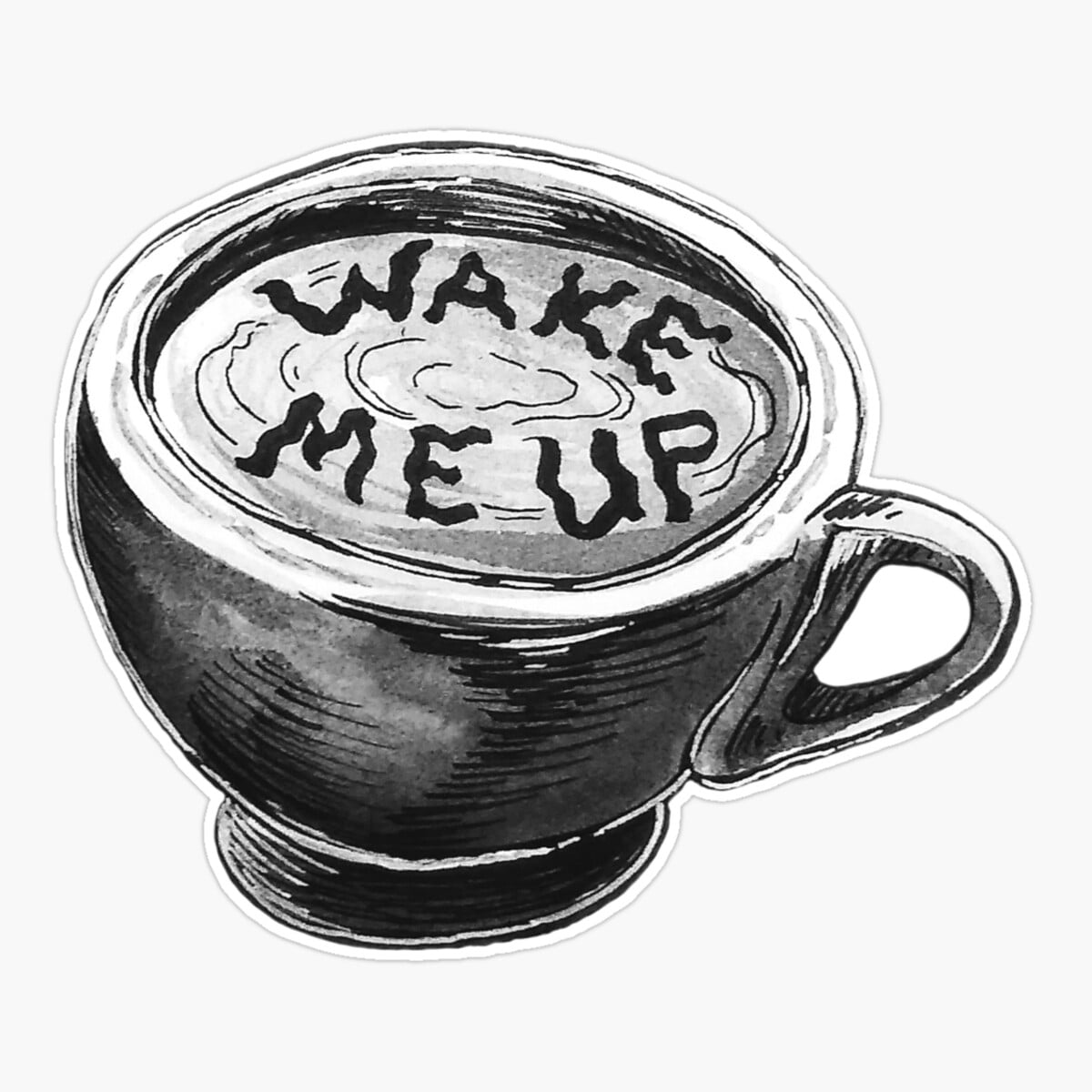 Maneki Wake Me Up Coffee Sticker, Phone Decal Water Bottle Stickers Car ...