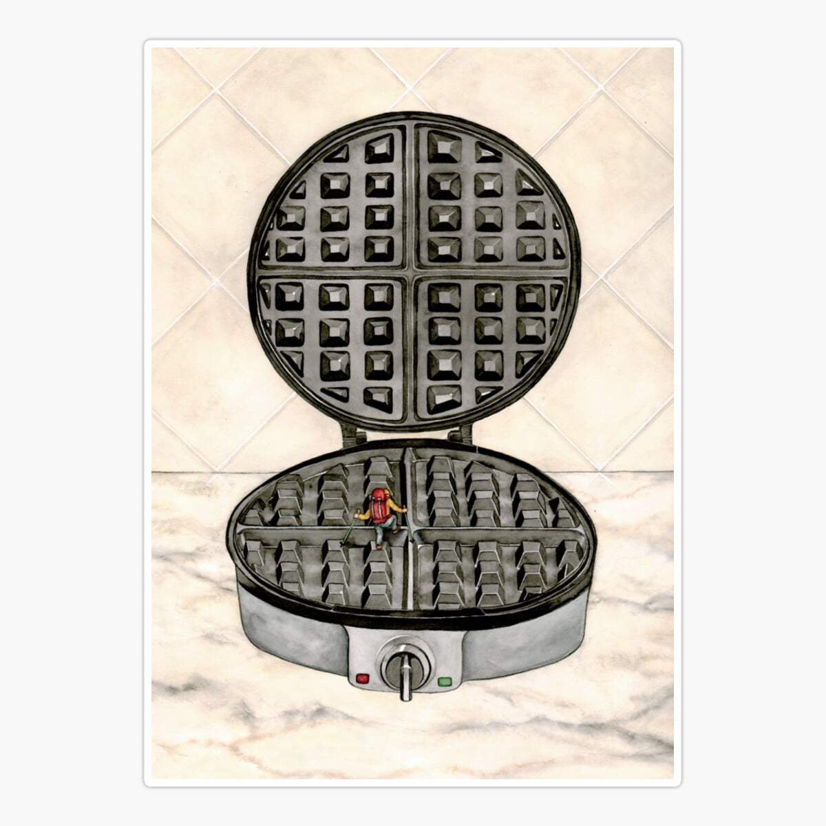 Maneki Wale Iron Backpacking, Surrealist Kitchen Watercolor Painting ...