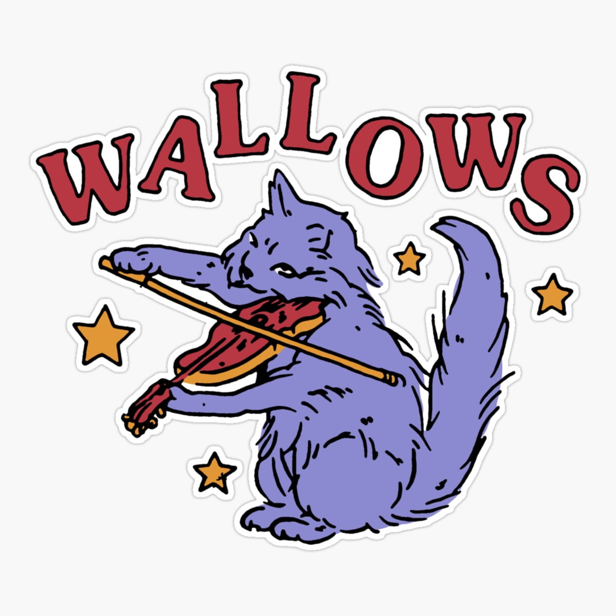 Maneki Wallows Purple Cat Red Fiddle Violin Yellow Stars Sticker, Phone ...