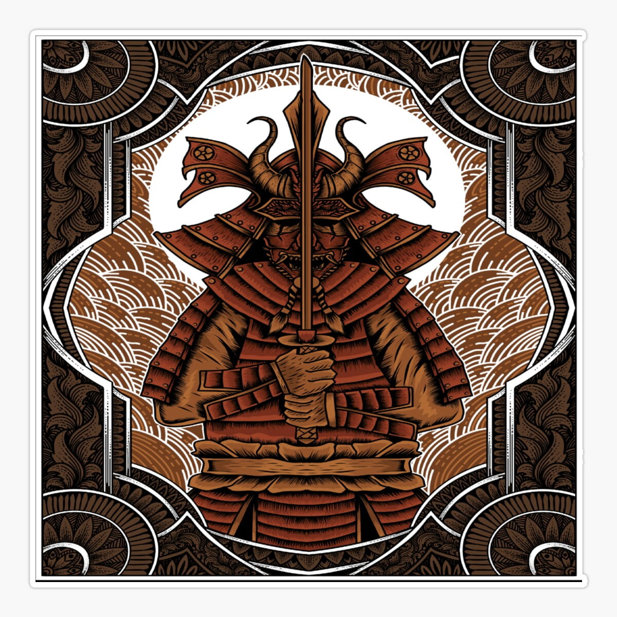 Maneki Warior Samurai Sticker, Phone Decal Water Bottle Stickers Car ...