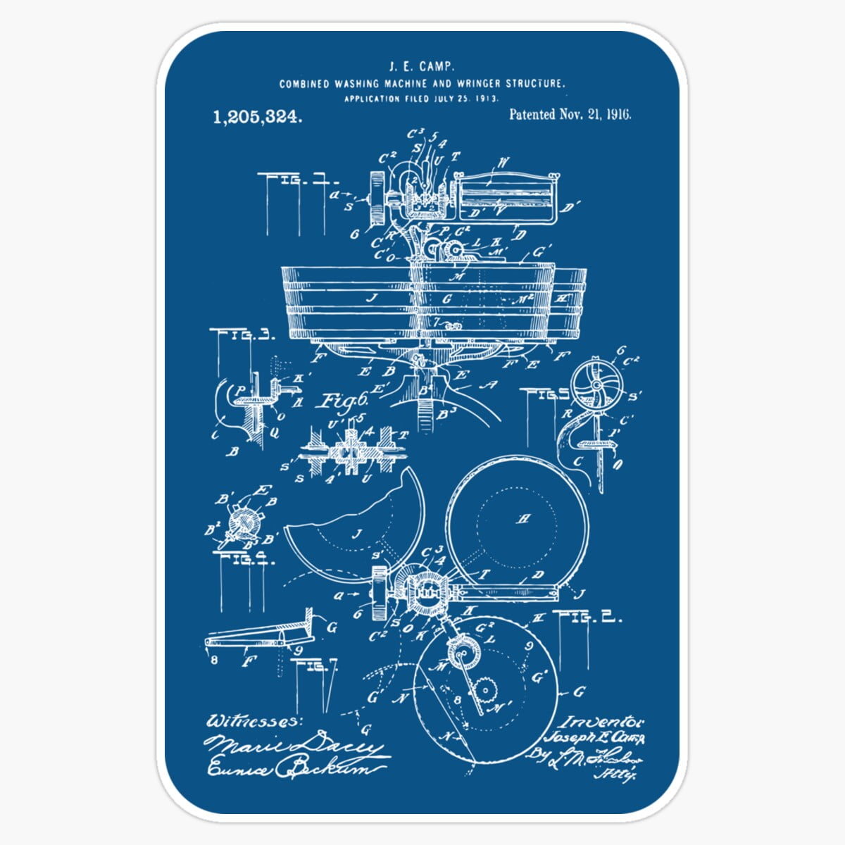 Maneki Washing Machine Patent 1916 Er, Phone Decal Water Bottle ...