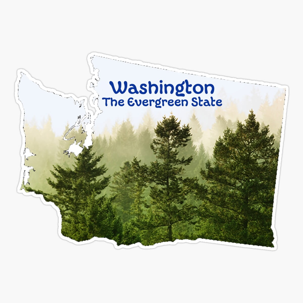Maneki Washington Map With State Nickname: The Evergreen State Sticker ...