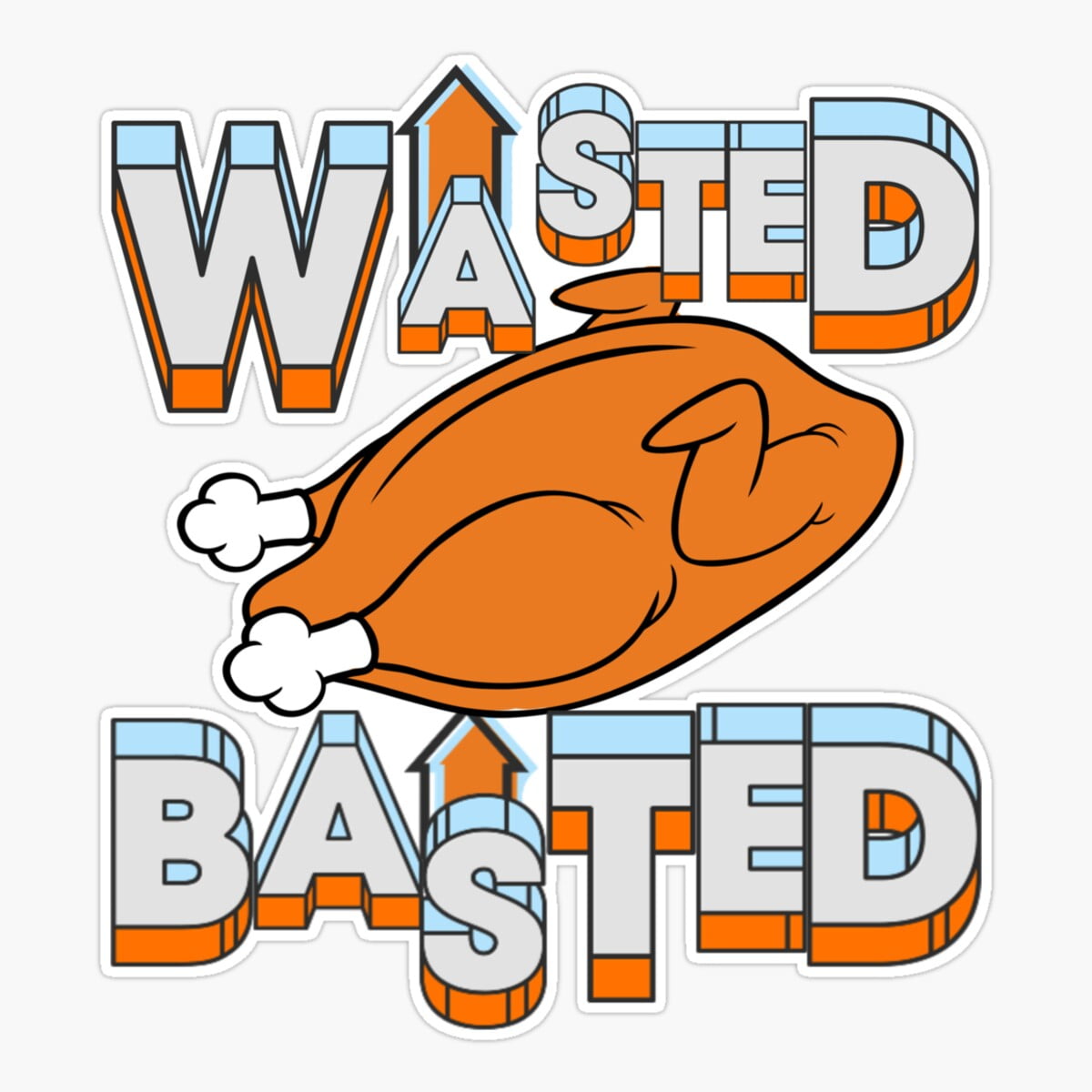 Maneki Wasted And Basted Thanksgiving Turkey, Alcohol Sticker, Phone ...