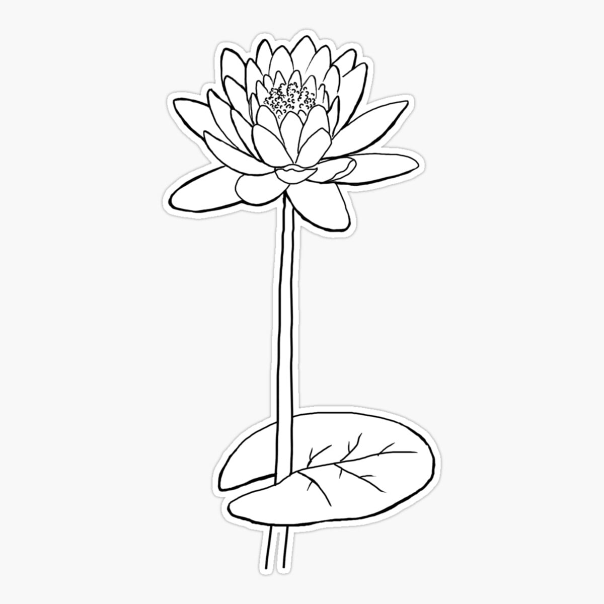 Maneki Water Lily Flower - July Birth Month Flower Sticker, Phone Decal ...